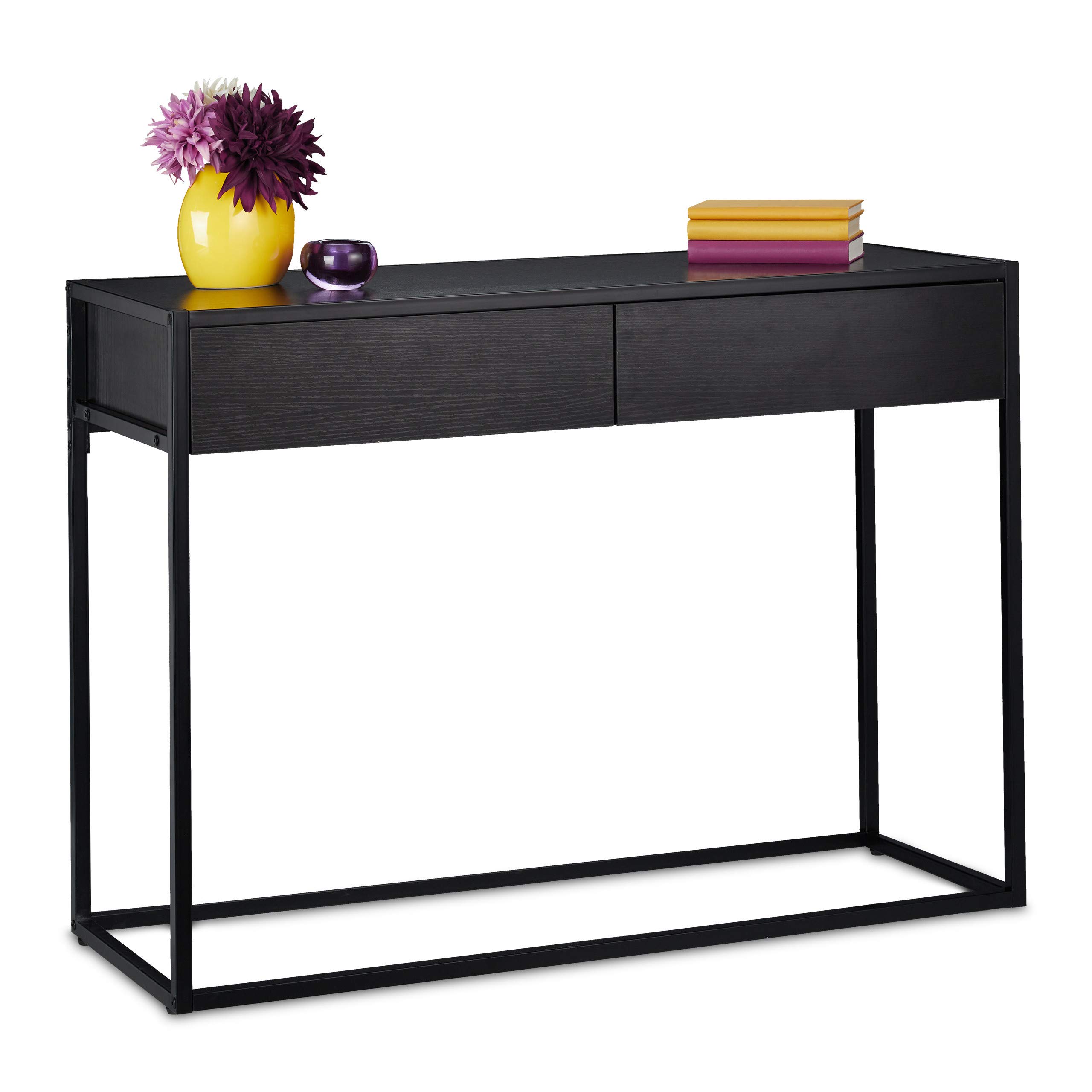 Relaxdays console table, hallway sideboard with two drawers, 40x110x80 ...