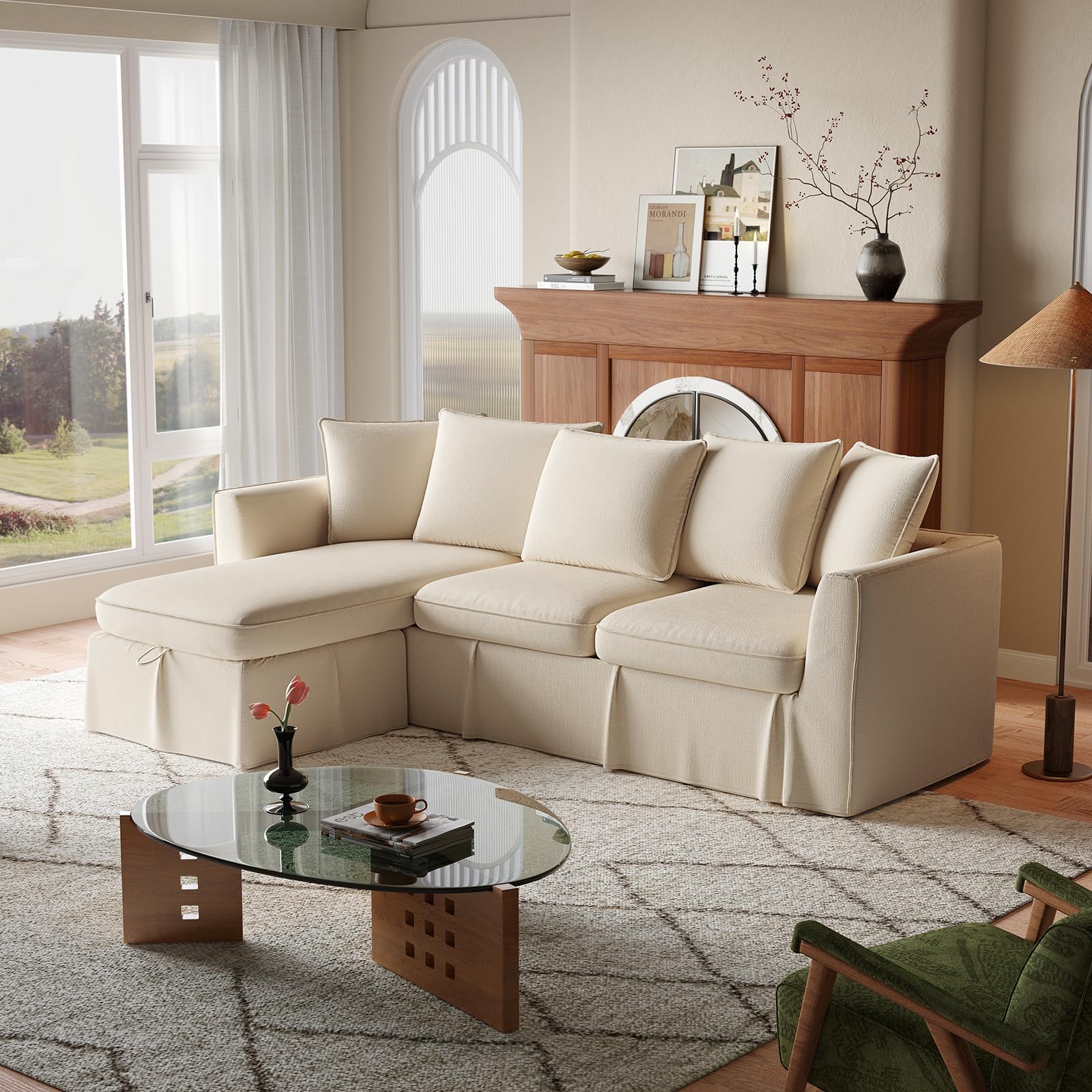 Amazon.com: ONBRILL L Shaped Couch, L Shaped Sofa with Convertible ...