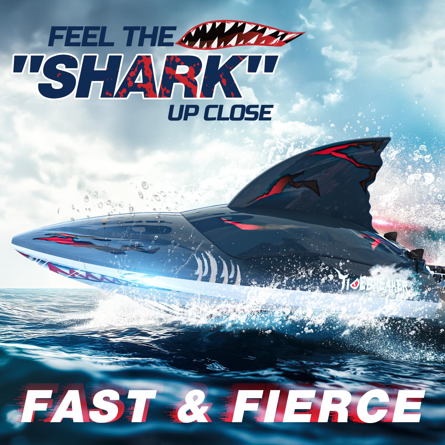 Snapklik.com : DEERC Fast Brushless RC Shark Boat For Adults, 30+MPH 3S ...
