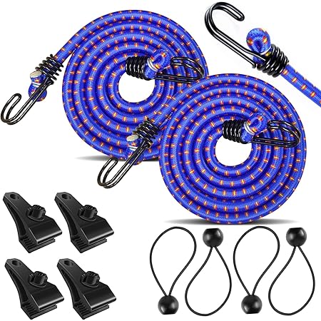 2PCS 56 Inch Bungee Cords with Hooks Heavy Duty Outdoor,Long Multi-Use ...
