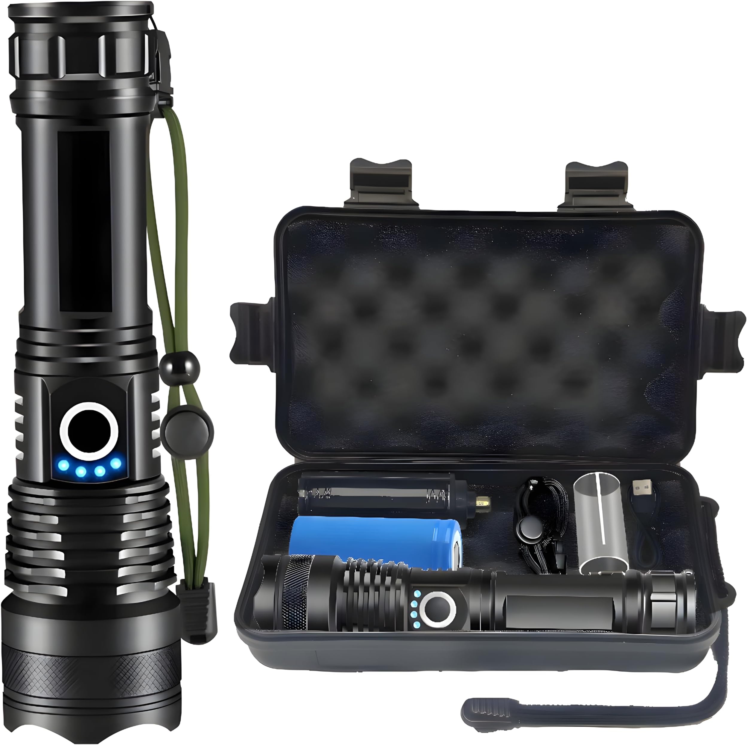 HJB VISSO Flashlights LED USB Rechargeable, 20000 High Lumens 8800 mAh ...