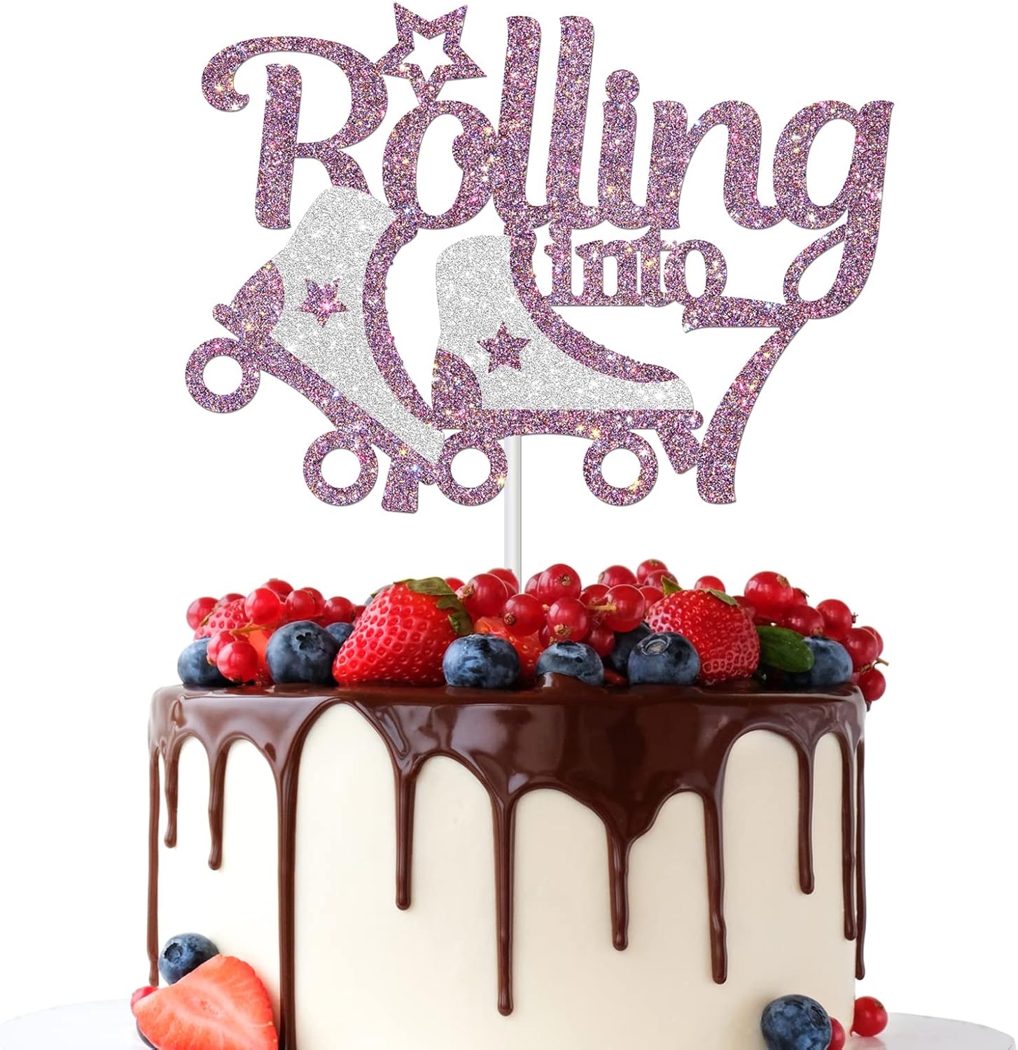 Amazon.com: Dalaber Rolling into 7 Cake Topper - Roller Skating Theme ...