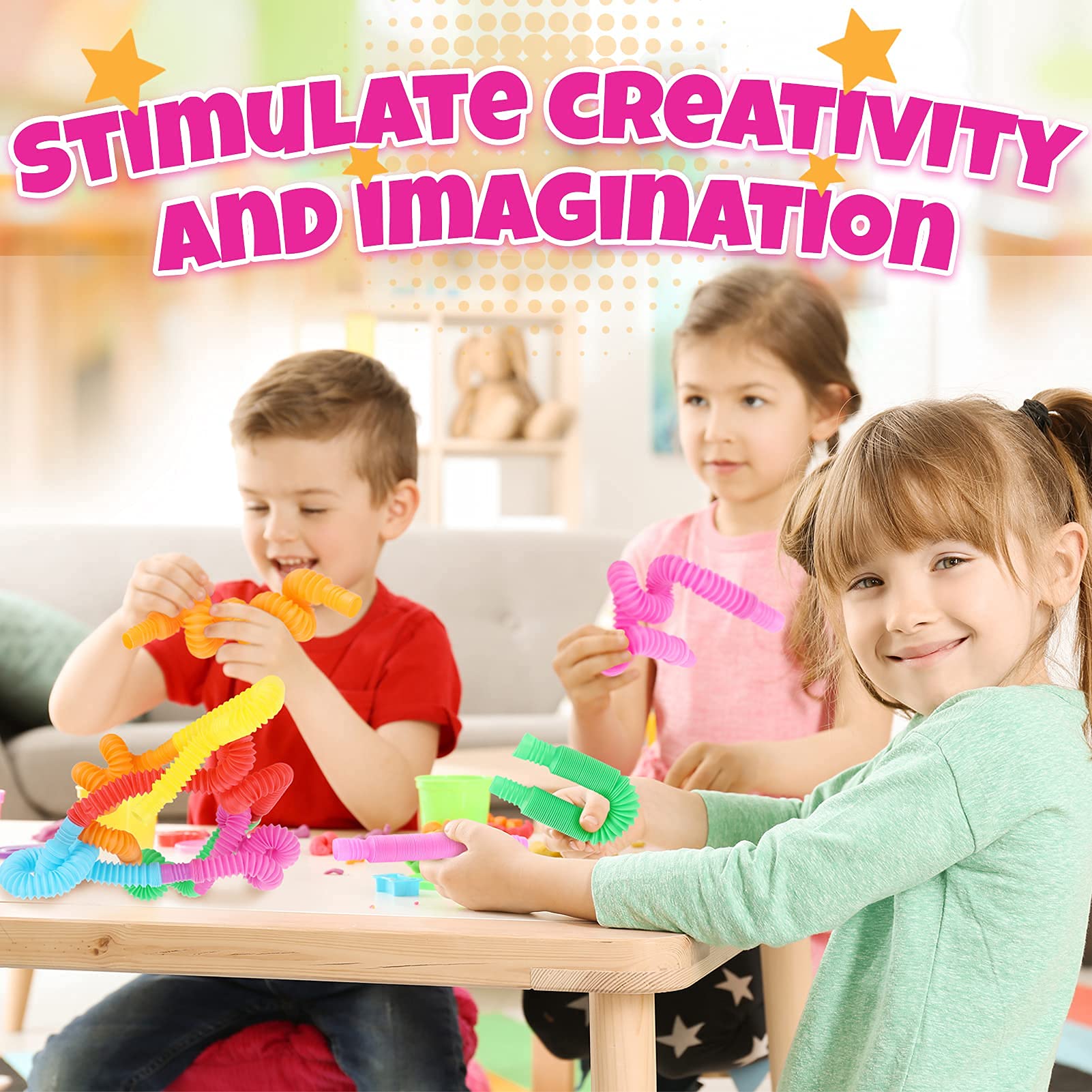 OleOletOy Mini Pop Tubes Fidget Toys 24 Pack Pipe Sensory Stretch Tubes ...