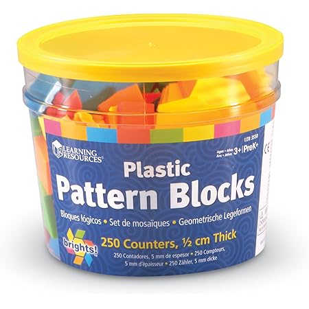 Amazon.com: Learning Resources Plastic Pattern Blocks .5cm, Counting ...