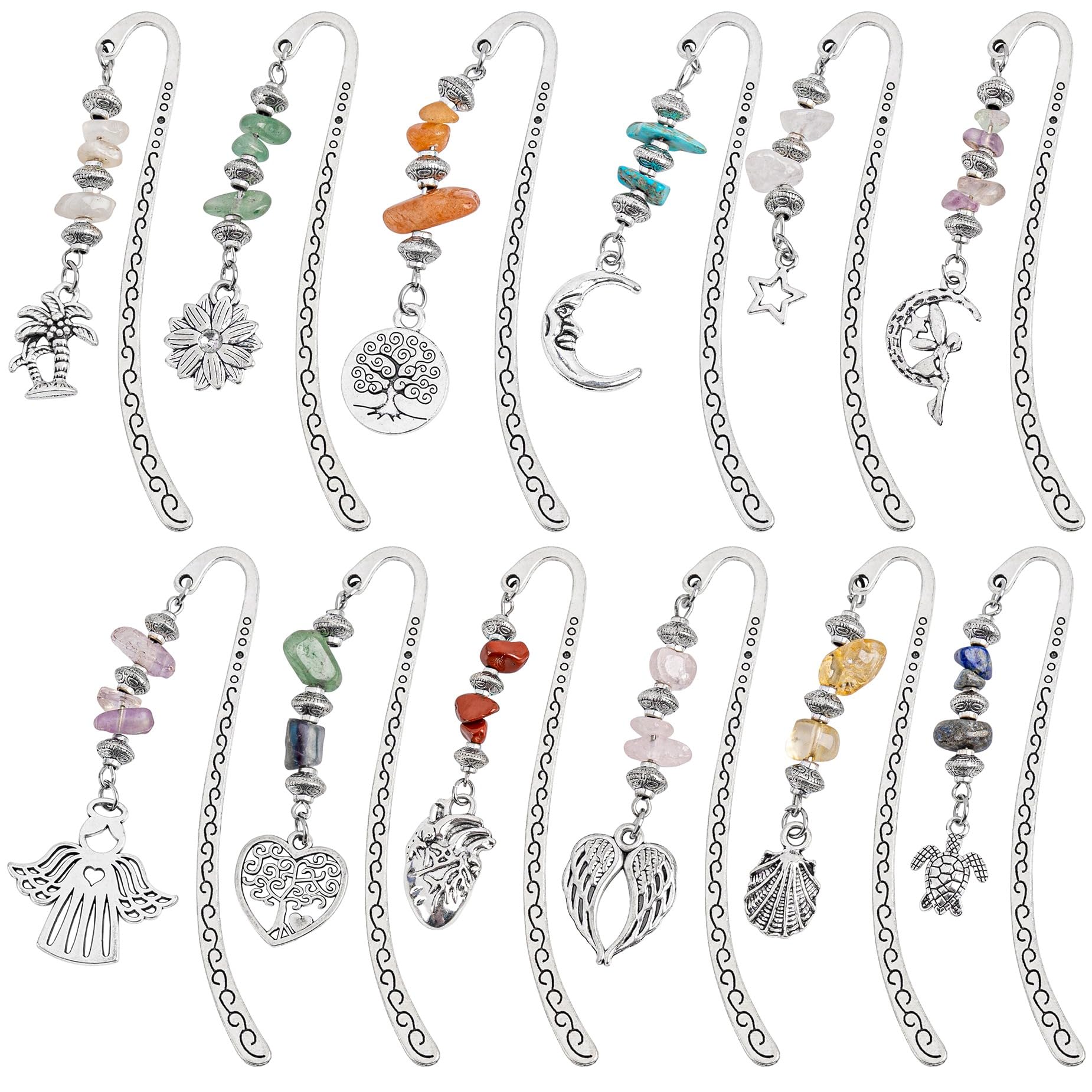 Amazon.com: Framendino, 12 Pack Metal Bookmarks with Gemstone Bead ...