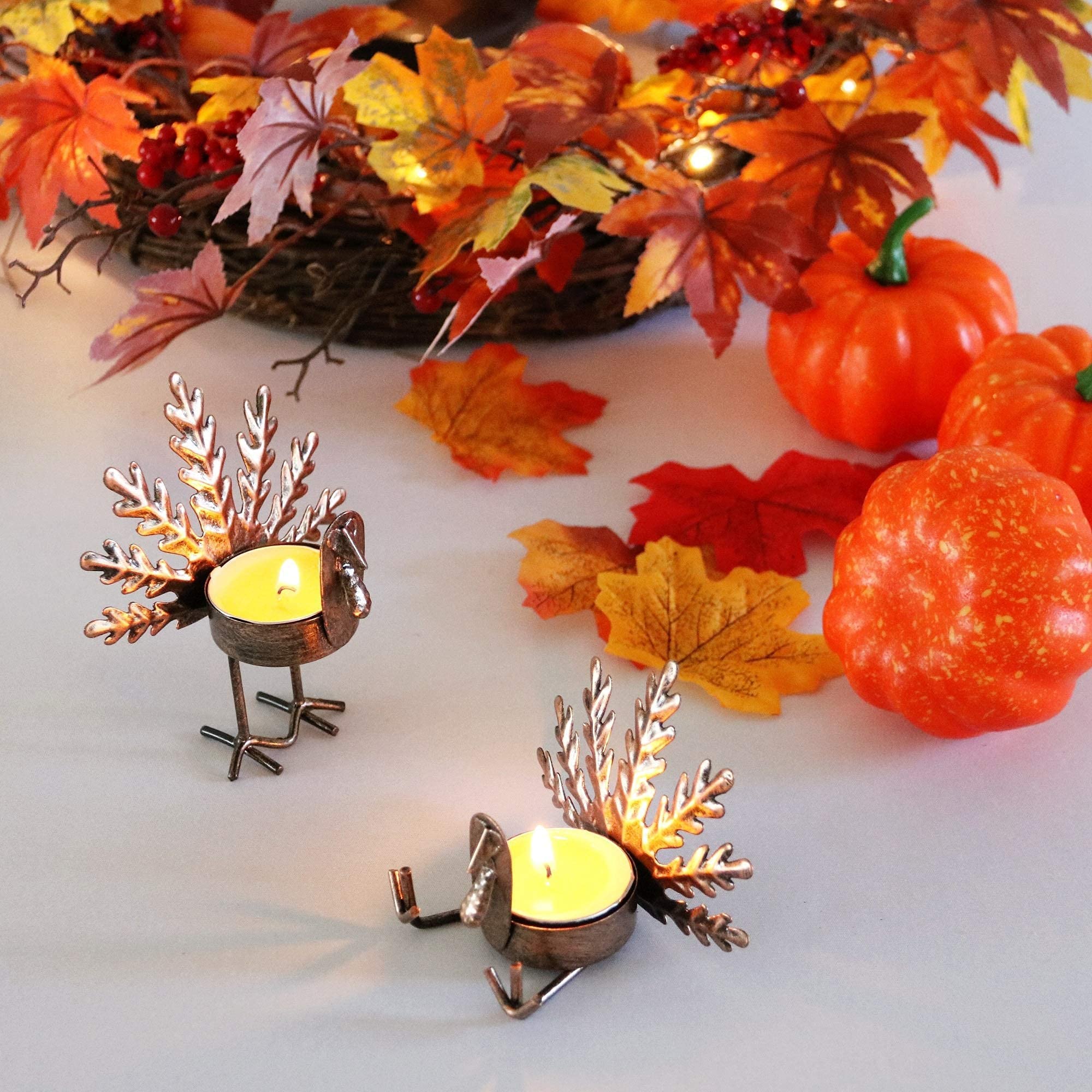 Amazon.com: Kurala 6 Pack Metal Turkey Tea Light Candle Holders ...