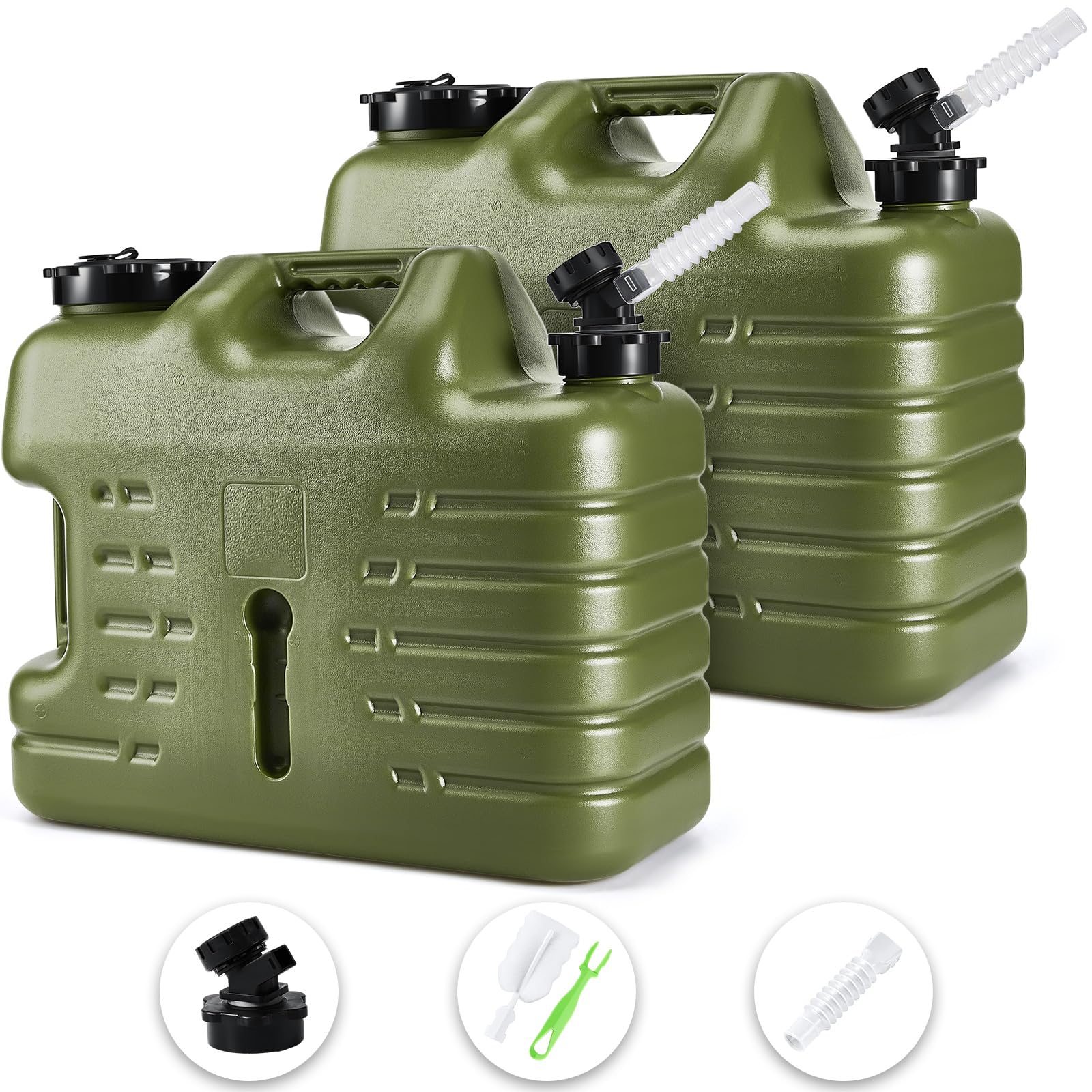2 Pcs Green Camping Water Container Plastic Camping Water Jug Portable ...