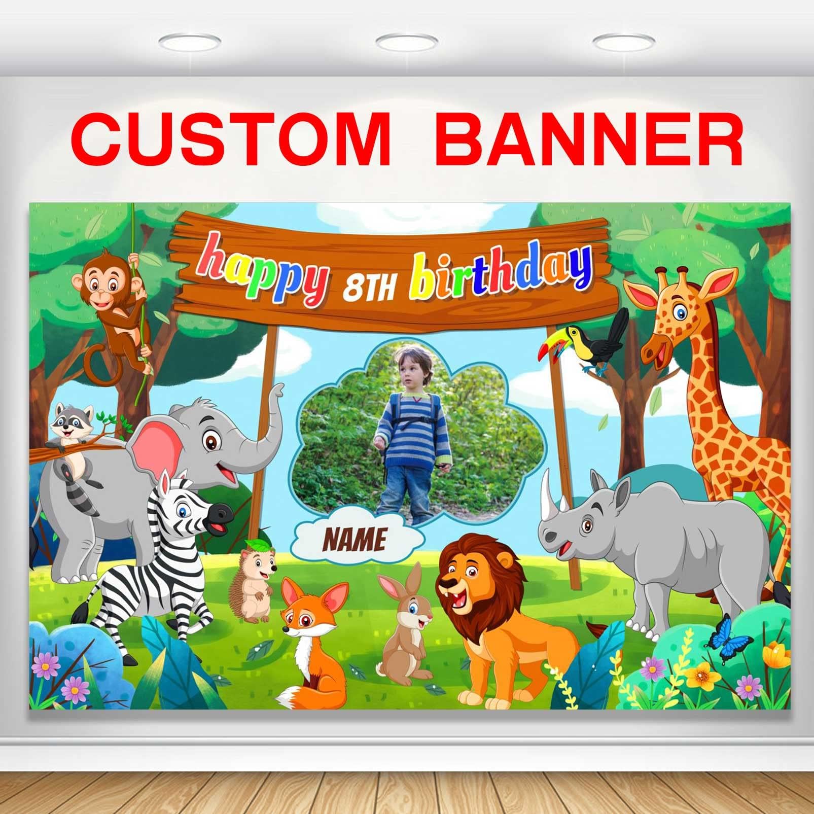 Amazon.com: Jungle Safari Animal Happy Birthday Banner Safari Birthday ...