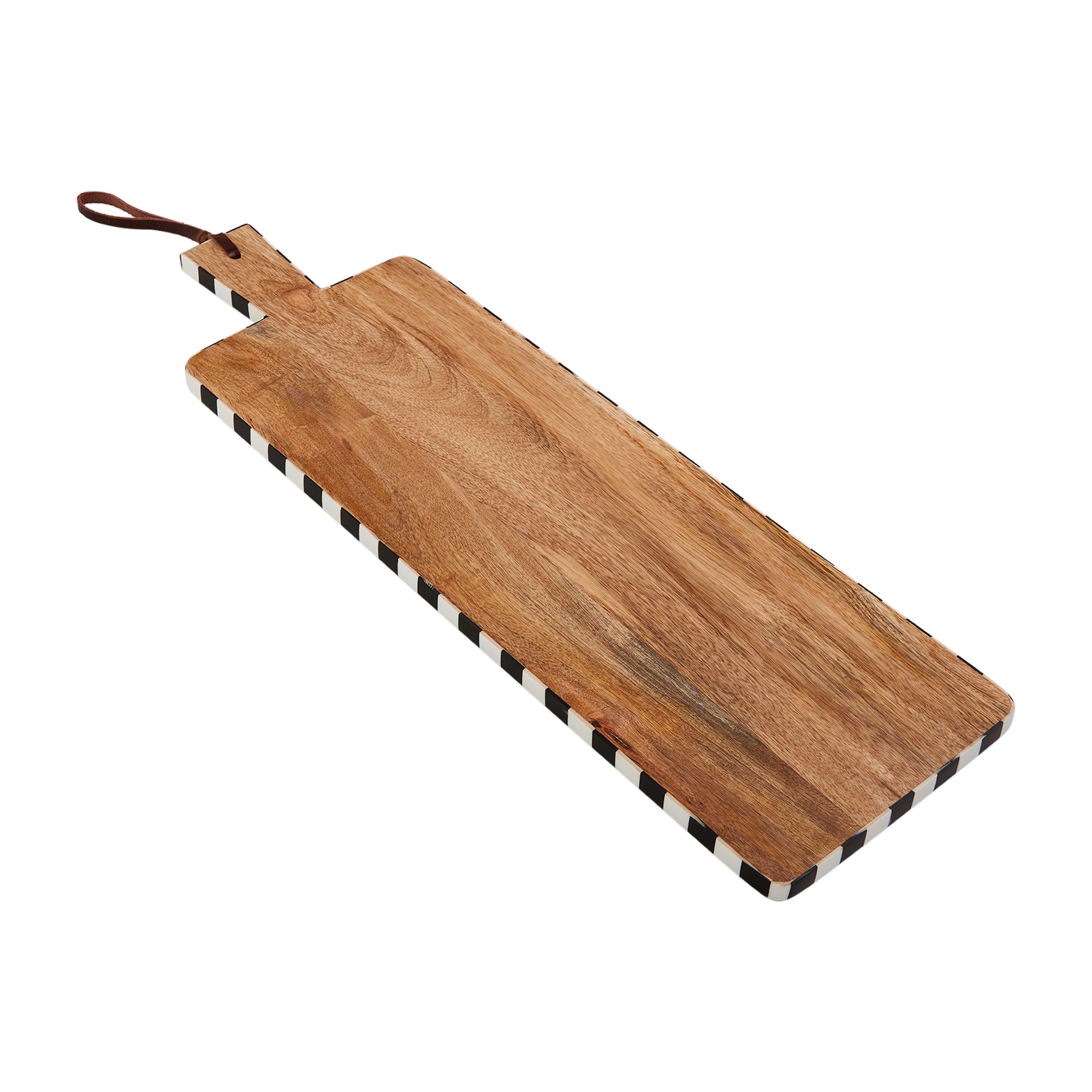 Mud Pie Long Bistro Checked Edge Board; 26" x 8"