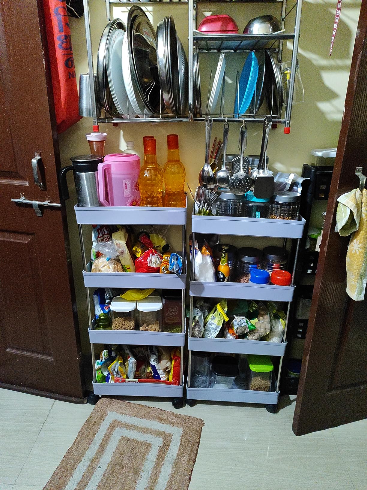 AVZEEGO Plastic-Stainless Steel Fruit & Vegetable 2 Stand Kitchen ...