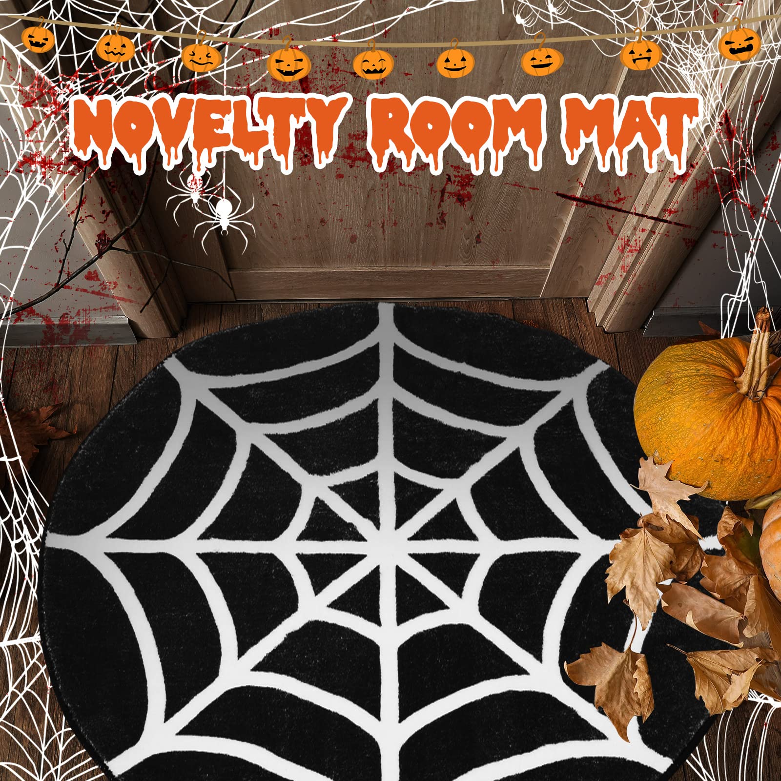 Treela Spider Web Indoor Halloween Rug 35 Inch Gothic Cute Fun ...