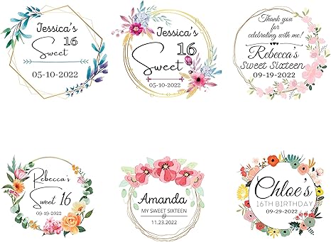 Amazon.com : NCTY 60 Pcs Custom Sweet 16 Round Circle Stickers Labels ...