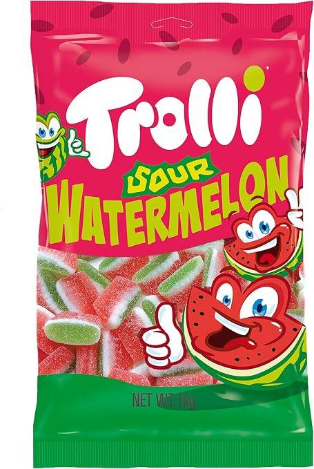 Trolli Sour Watermelon Gummi Lollies 1kg Bulk Bag Tangy Watermelon for ...