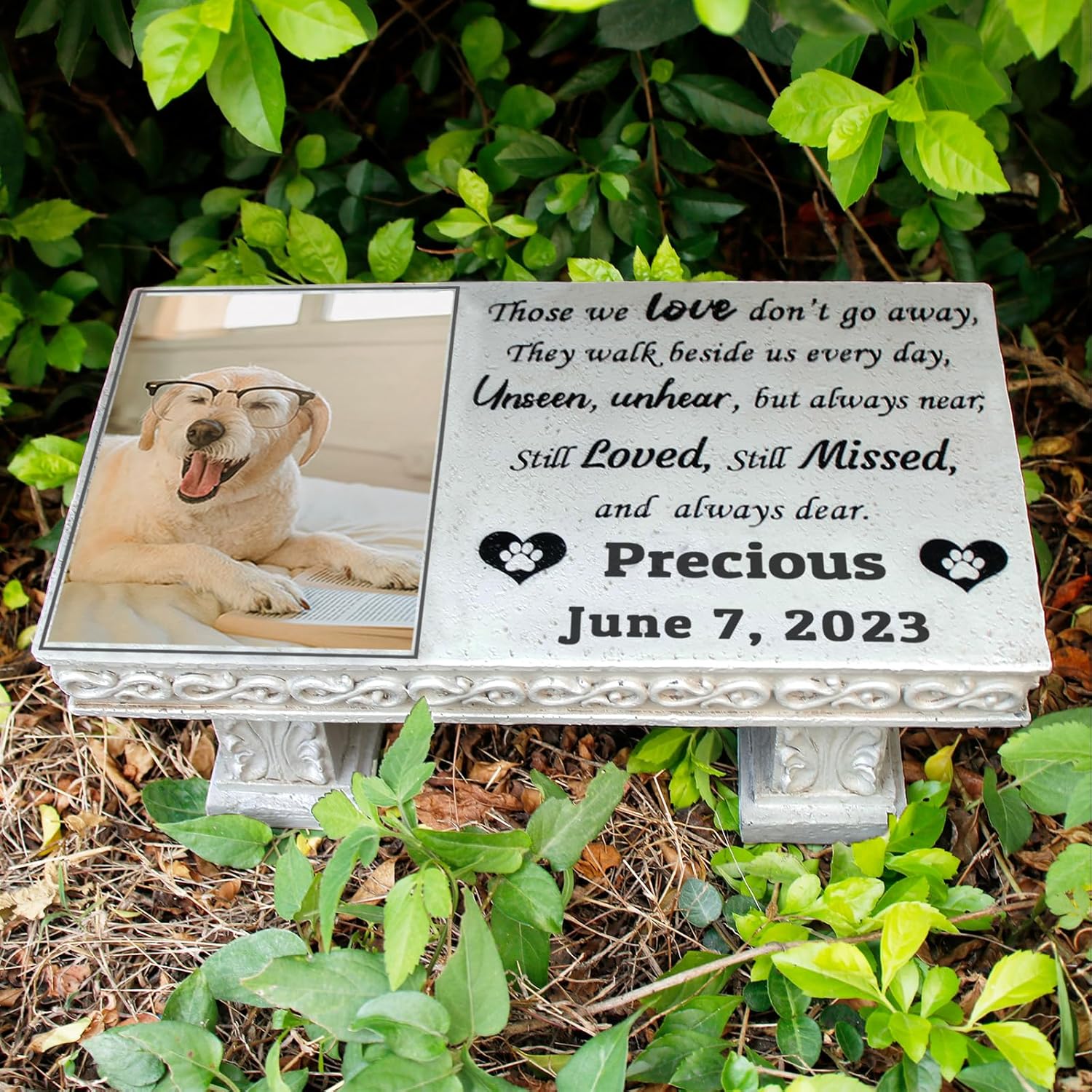 ENILSA Personalized Bench Pet Memorial Garden Stone Plaque with ...