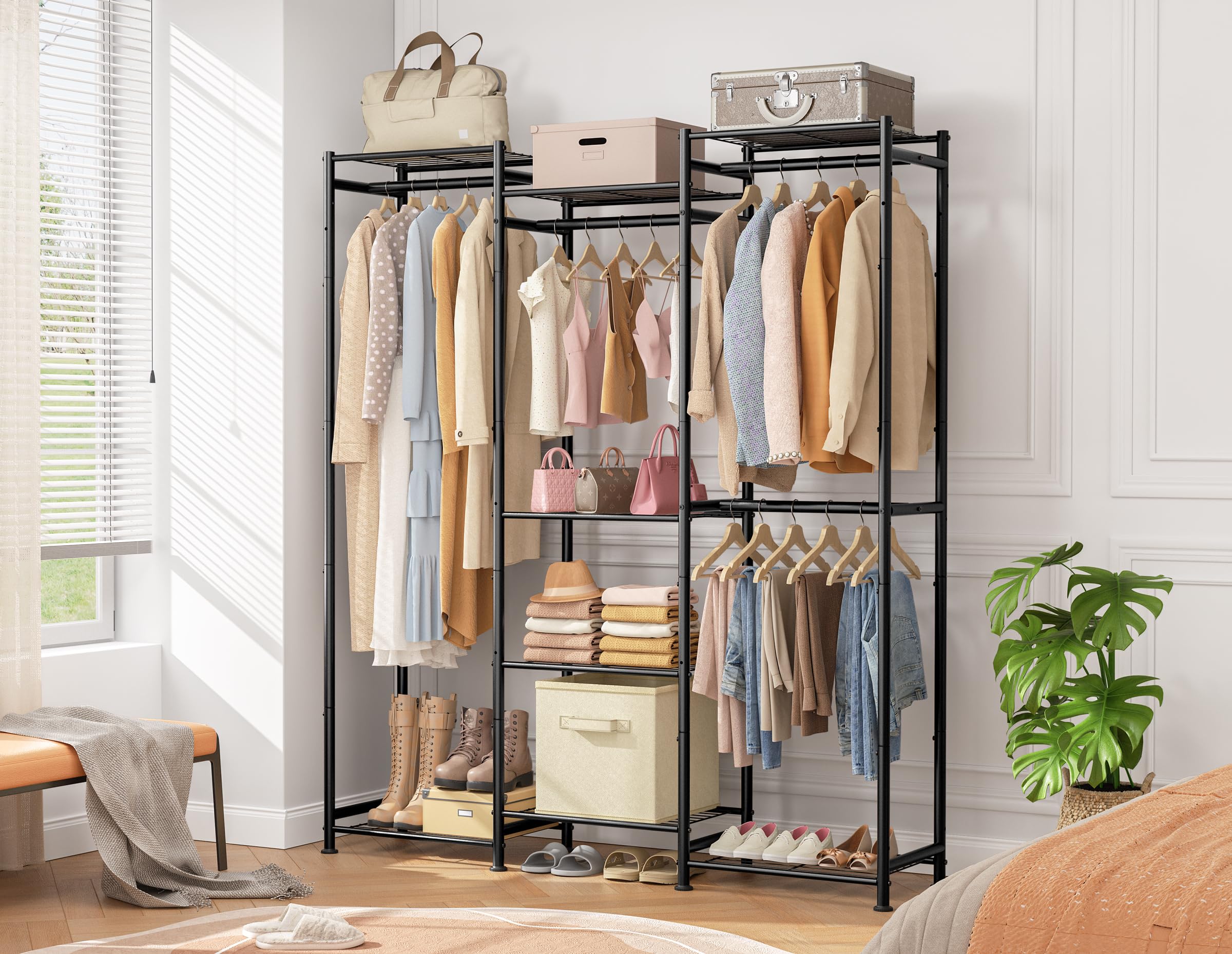 Snapklik.com : HOMIDEC Wardrobe Closet, 4 Hanging Spaces Portable ...