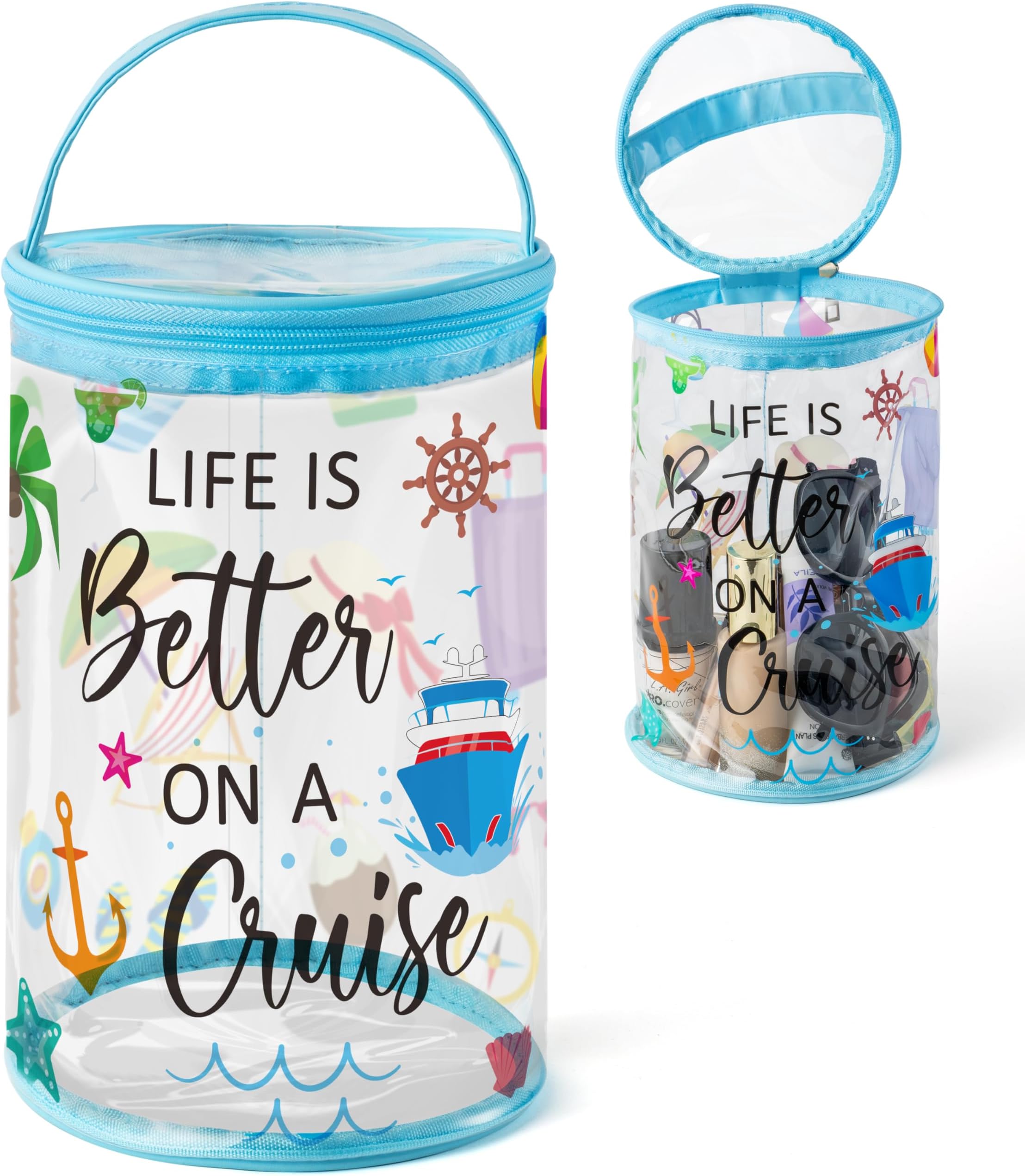 Amazon.com: Cunno 6 Pcs Beach Clear Makeup Bags for Women, Summer Beach ...