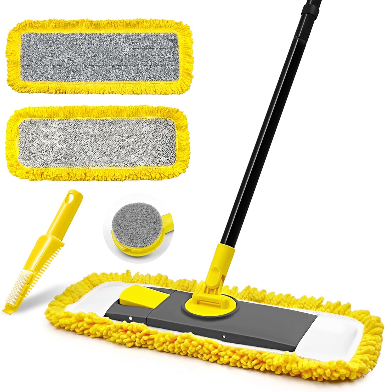 Amazon.com: Dolanx Dust Mop with Microfiber & Chenille Pads, Dry Wet ...