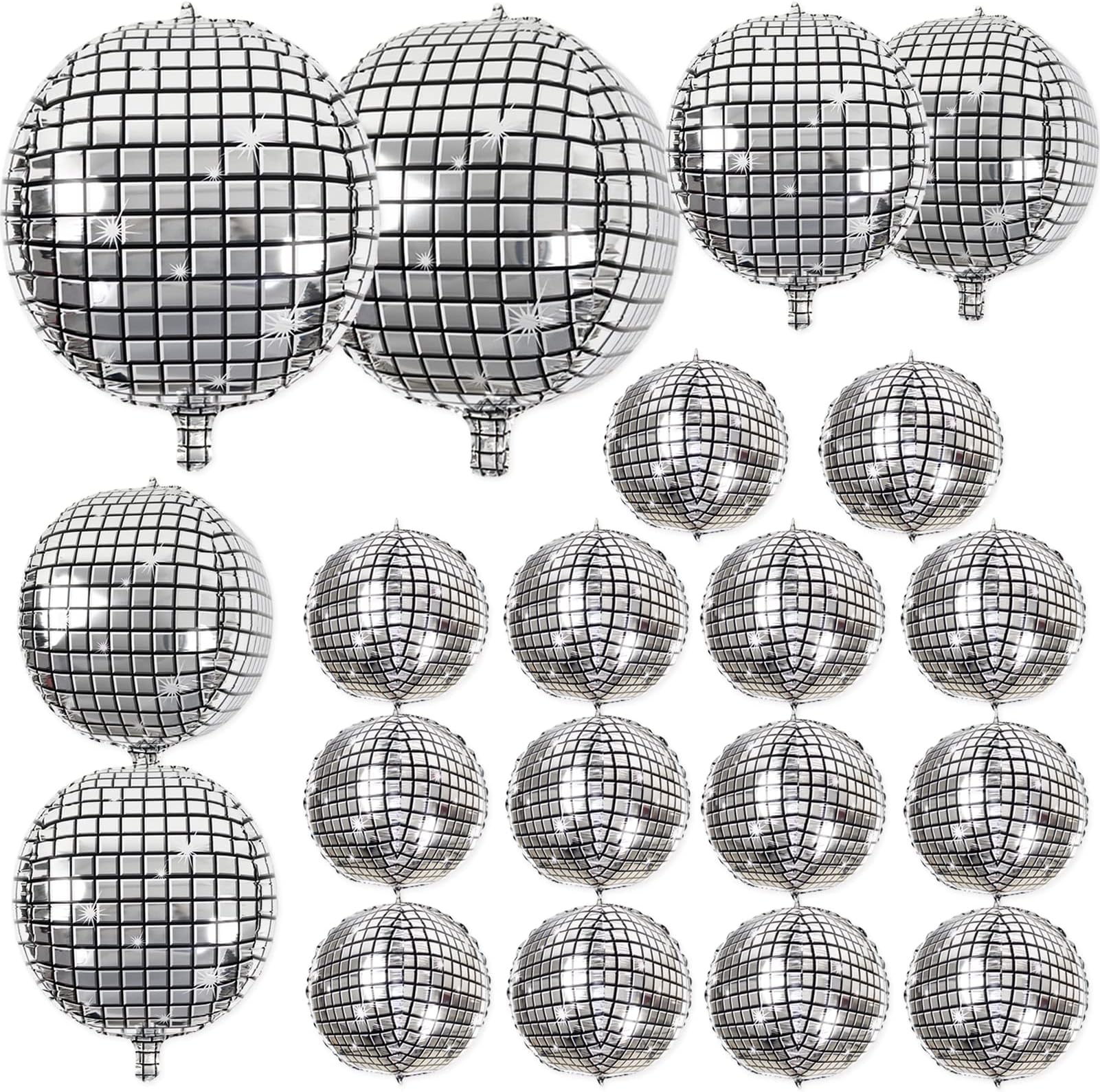 Amazon.com: 22 Inch 4D Balloons Disco Ball Balloon Silver Laser Large ...