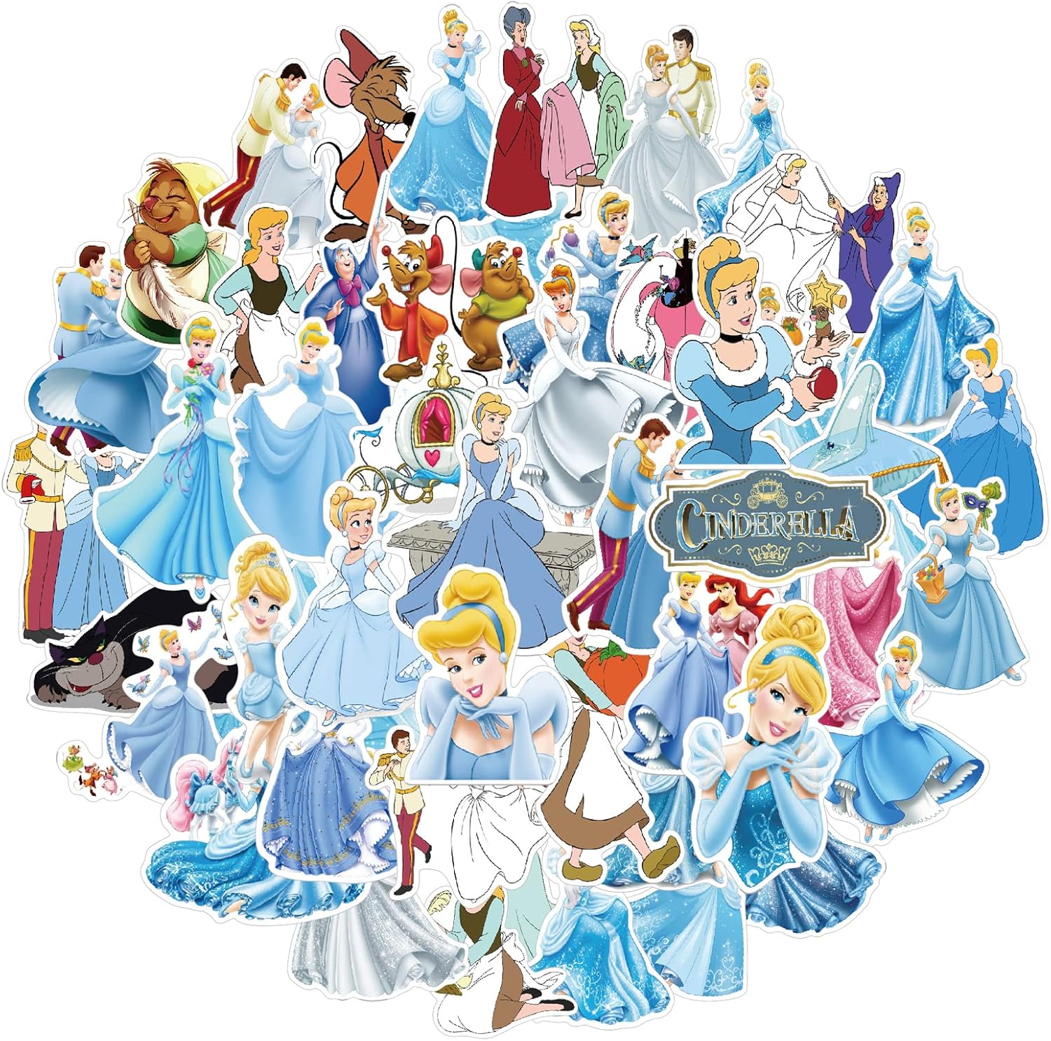 Amazon.com: 50PCS Cinderella Stickers Princess Stickers Vinyl ...