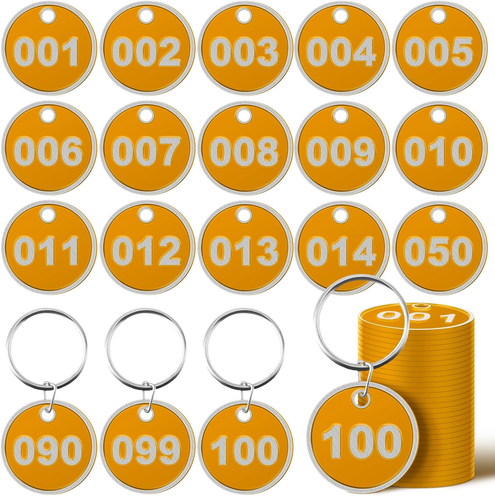 Amazon.com : Tandefio 1-100 Numbered Key Tags Round ID Aluminum Alloy ...