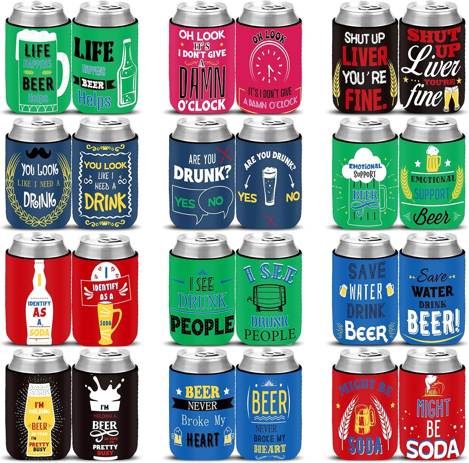 Amazon.com: FoldTier 24 Pcs Funny Quotes Can Sleeves Funny Party ...