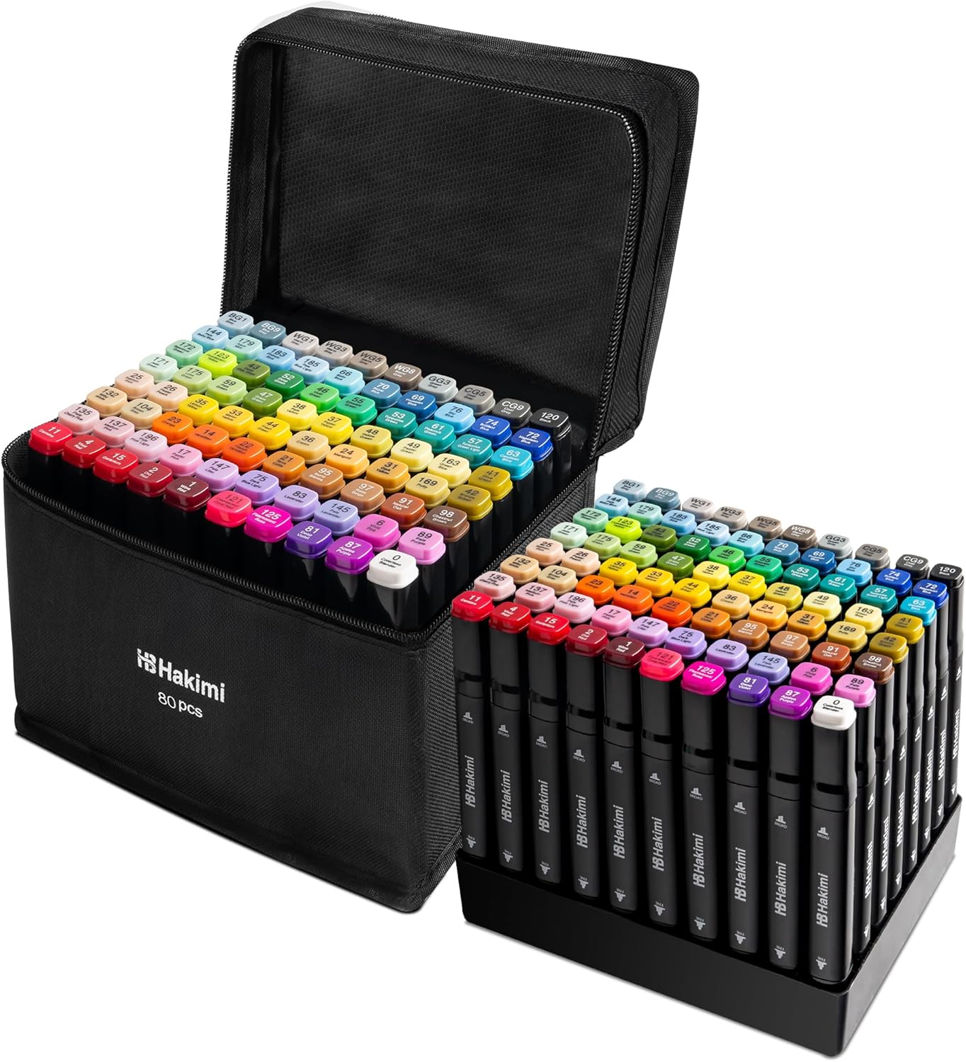 HAKIMI Art Markers 80 Colours Dual Tip Colouring Pens & Felt Tip Pens ...