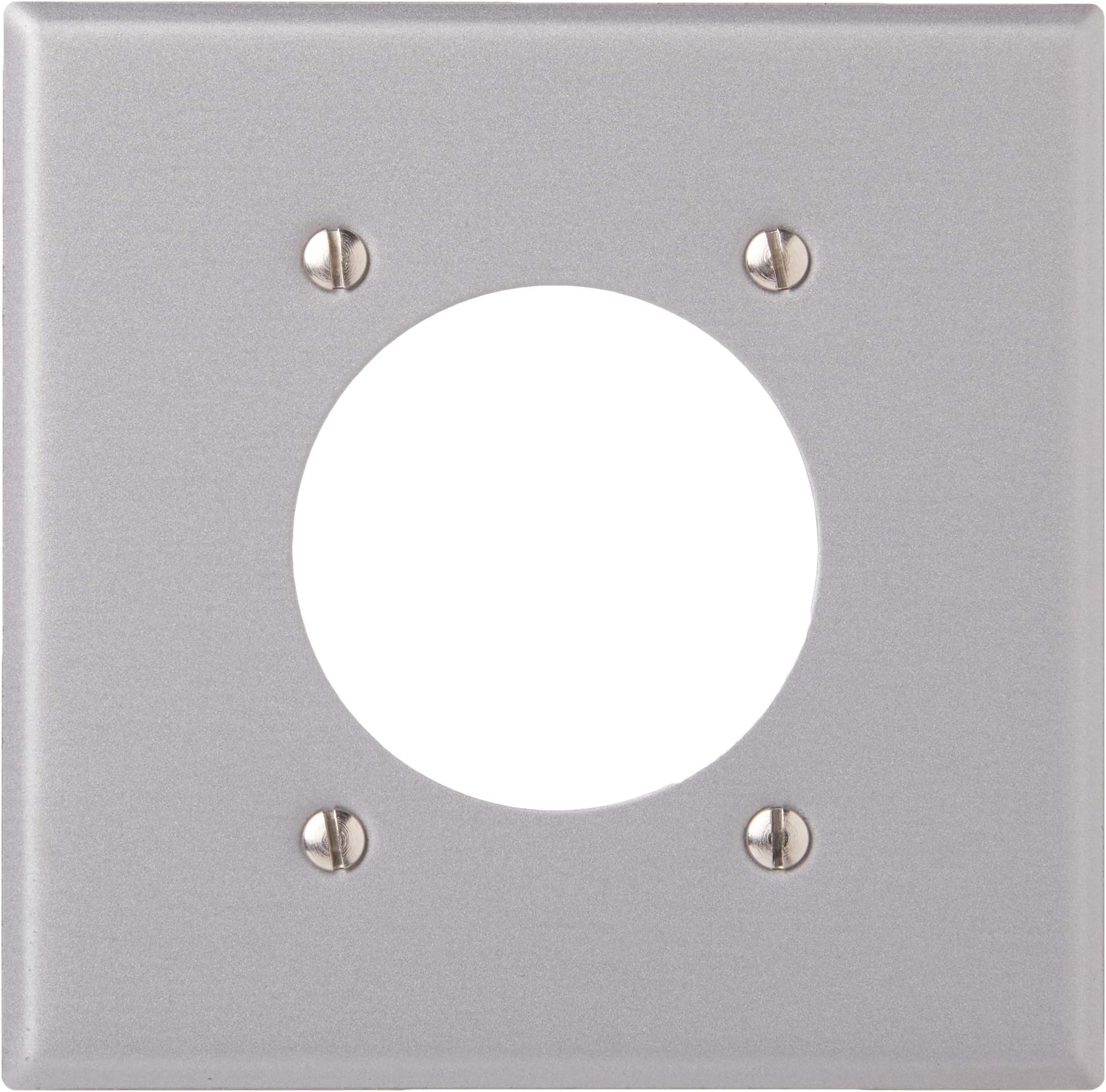 Leviton S701-GY 2-Gang Power Receptacle Wallplate, Flush Mount ...