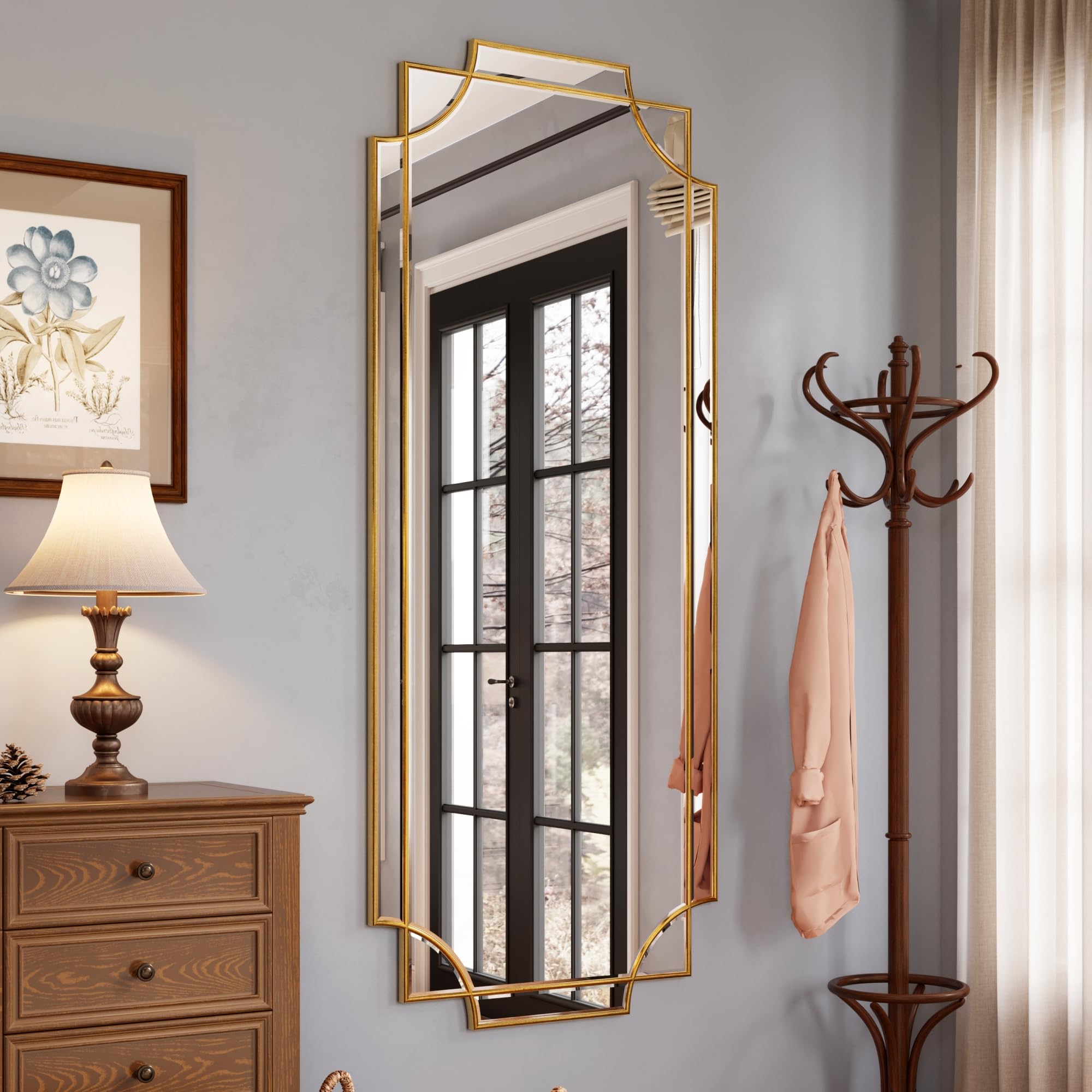 Large Square Beveled Scalloped Mirror