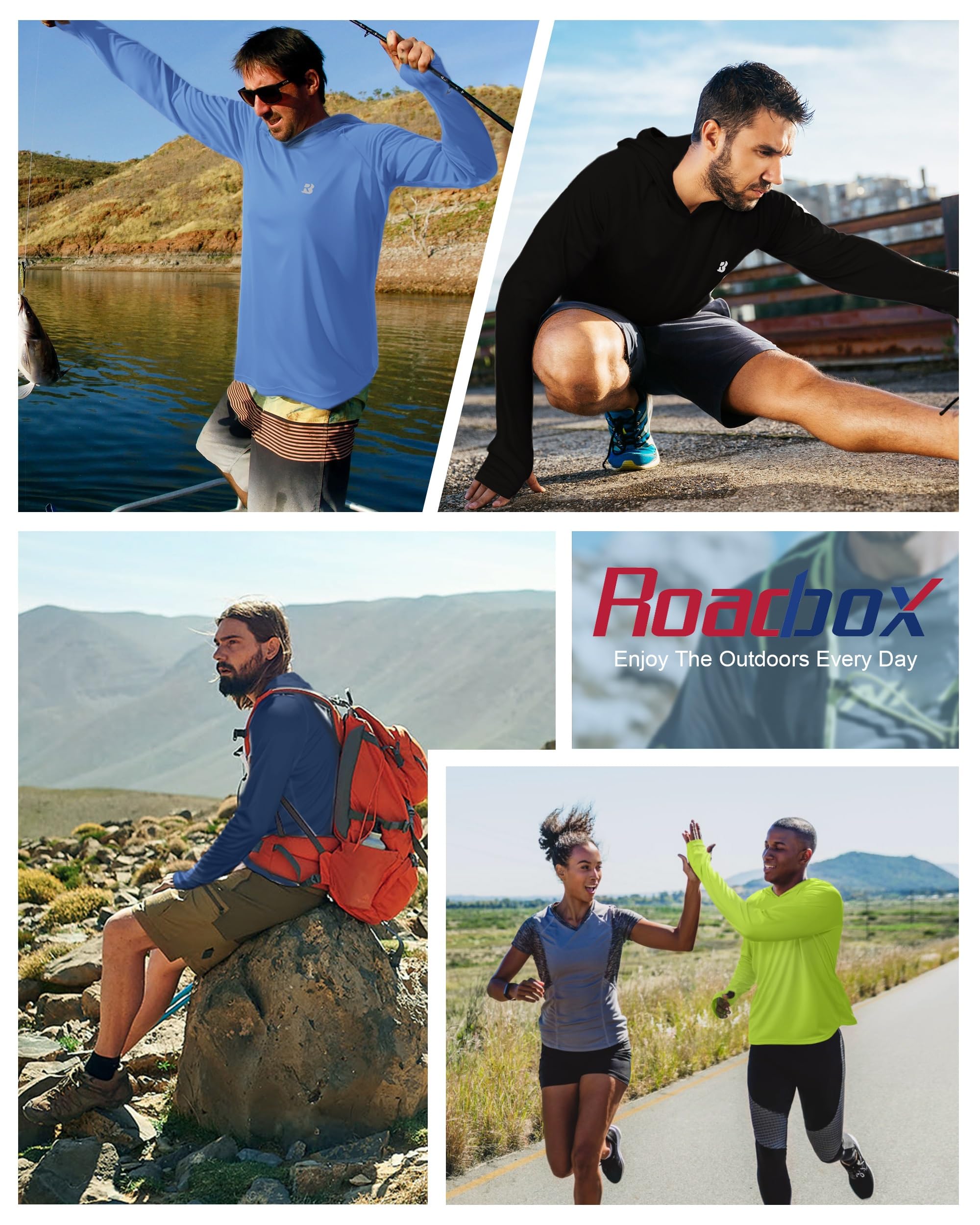 Snapklik.com : Roadbox Mens Sun Protection Shirts, UPF 50+ Long Sleeve Fishing Shirt