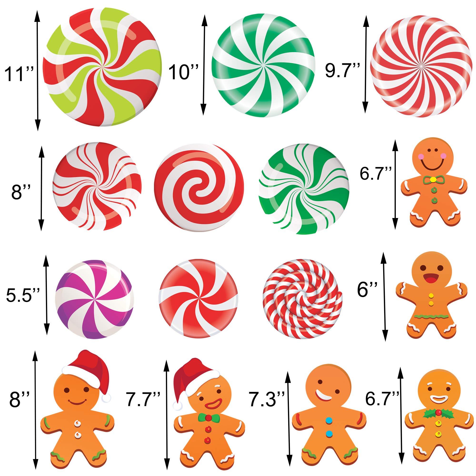 Happy Storm Peppermint Cutouts Gingerbread Cutouts 15PCS Christmas ...