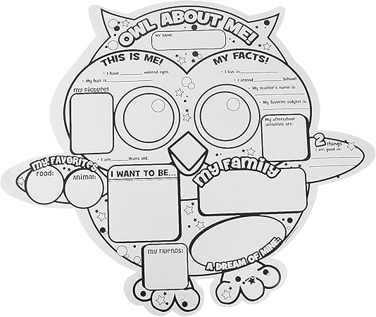 Amazon.com: Fun Express Owl All About Me Posters - 30 Color Your Own ...