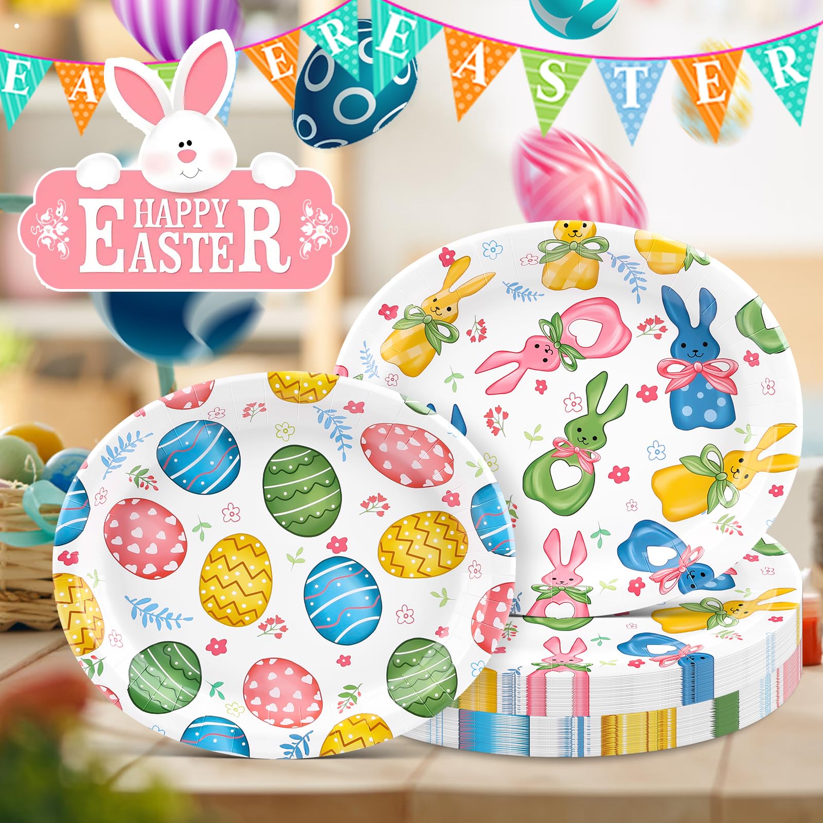 Snapklik.com : 50 Pcs Easter Oval Paper Plates -10" X 12" Heavy Duty ...