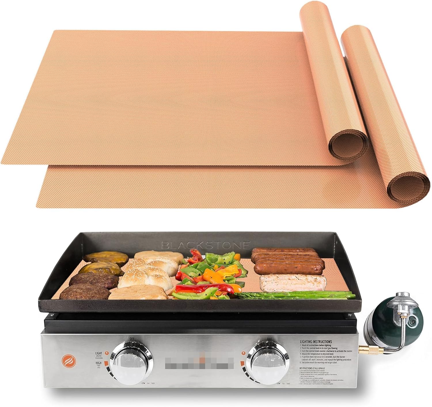 Amazon.com: UBeesize 2 Pack Nonstick Copper Grilling Mats for 22 Inch ...