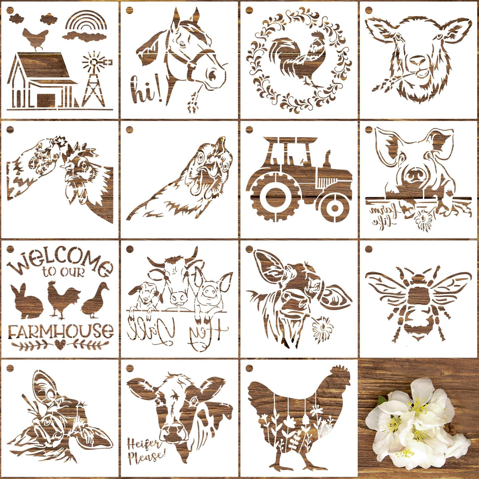 Amazon.com: Farm Fresh Stencil Set 6-Pack 10"x10" Reusable Farmhouse ...