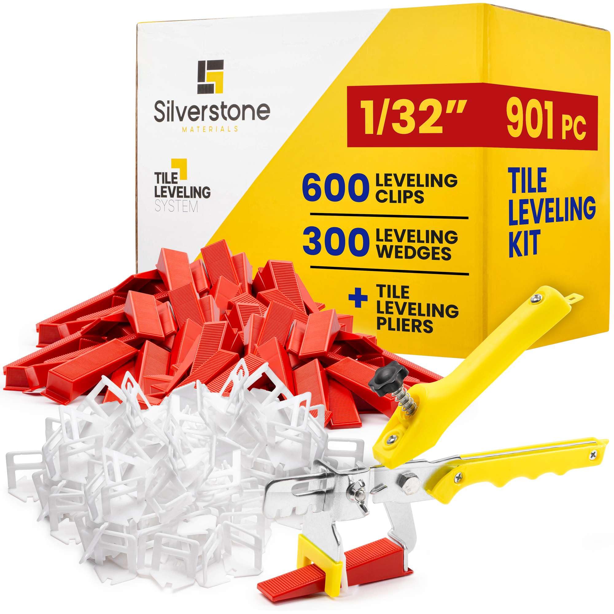 901 Pcs Tile Leveling System with 1/32" (1mm) Tile Spacers, Tile Wedges ...
