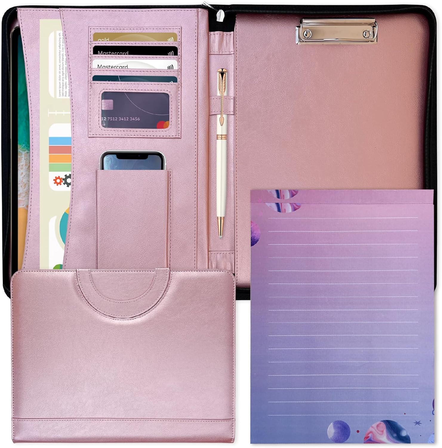 Amazon.com : Elegant Portfolio Organizer with Handle, PU Leather ...