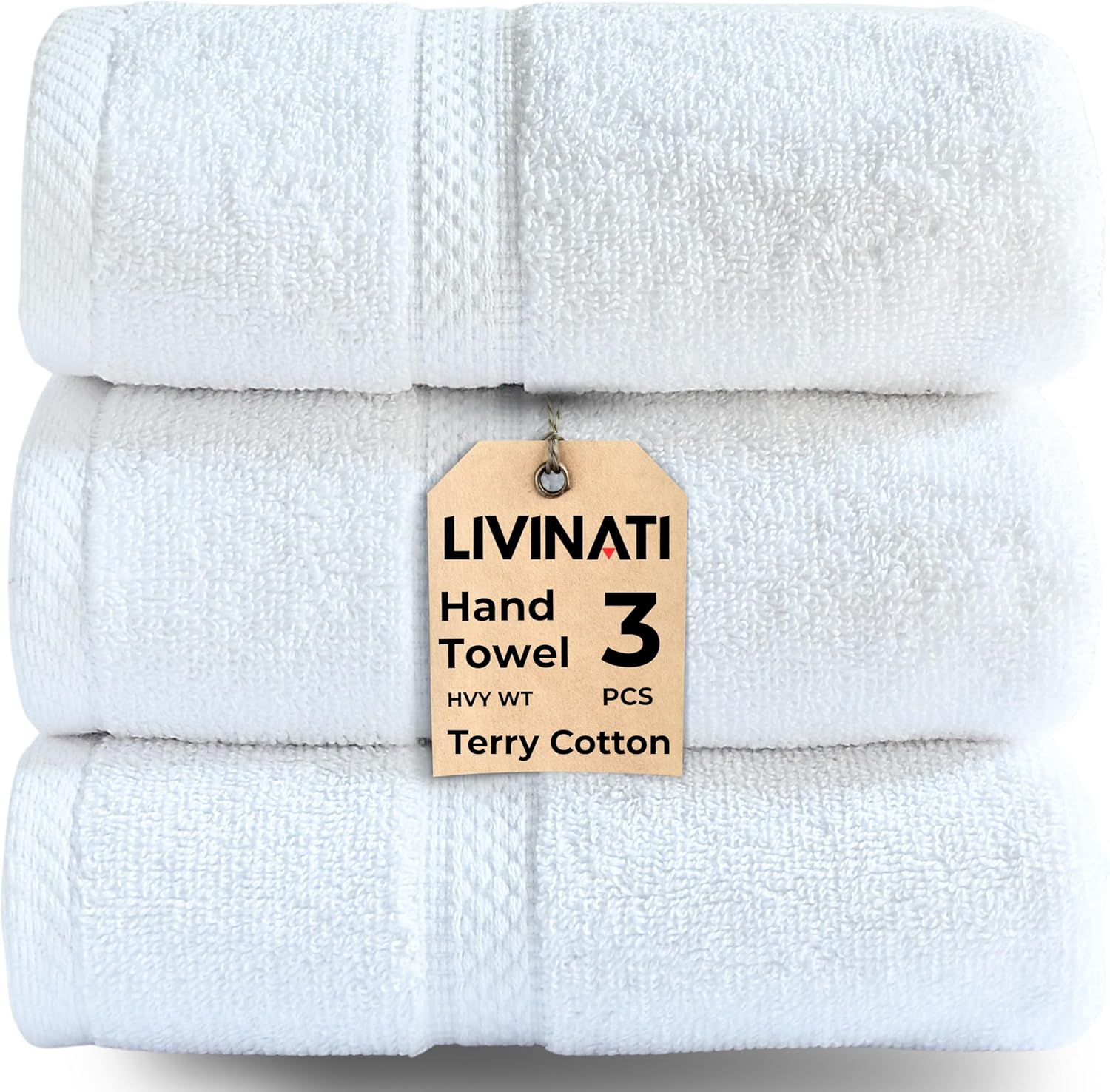 Amazon.com: White 100% Cotton Bath Hand Towels for Bathroom - Thick ...