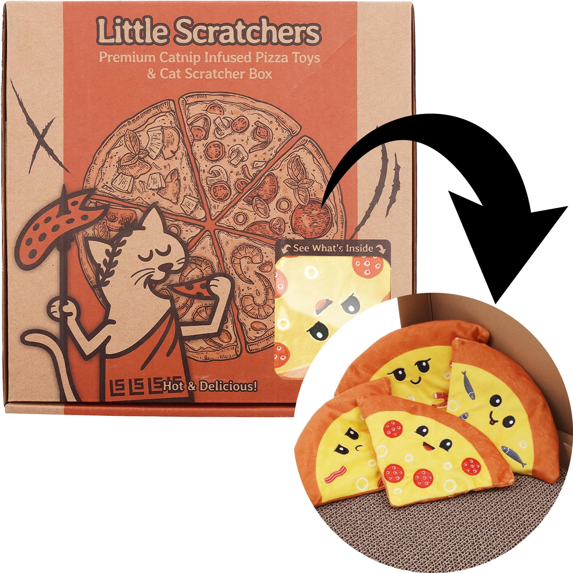Amazon.com : Little Scratchers Pizza Cute Cat Toys Set - Funny Cat Toys ...