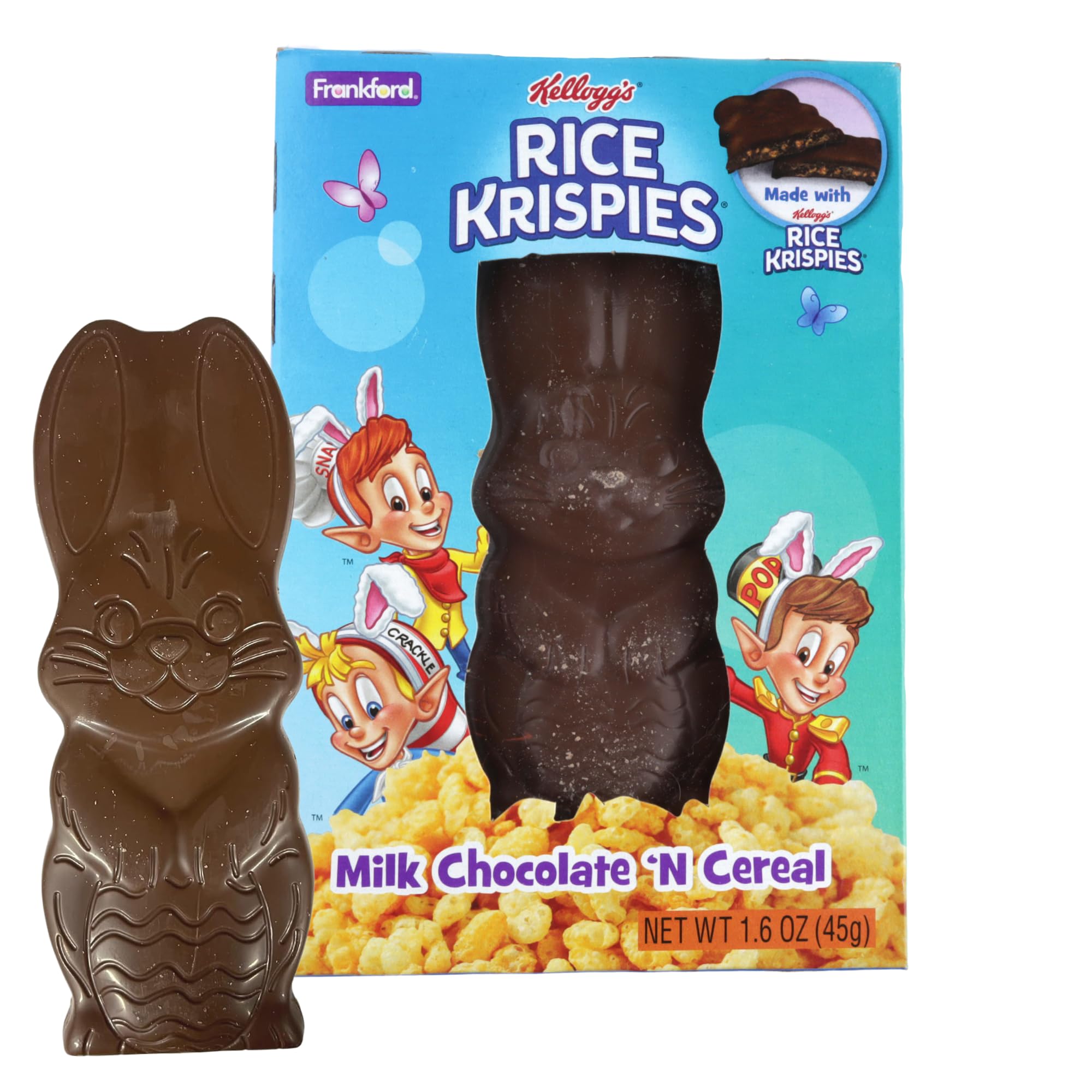 Amazon.com : Frankford Milk Chocolate Rice Krispies Bunny, Smooth and ...