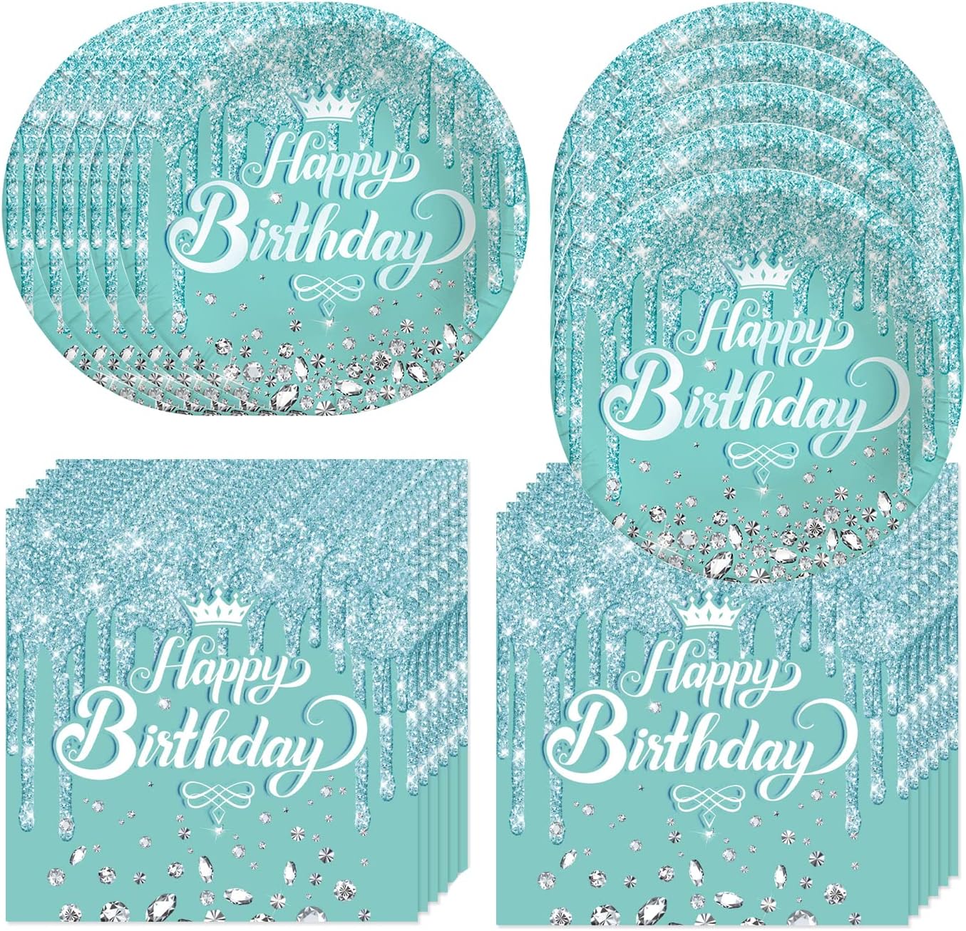Amazon.com: 40Pcs Happy Birthday Party Supplies Taableware Set Include ...