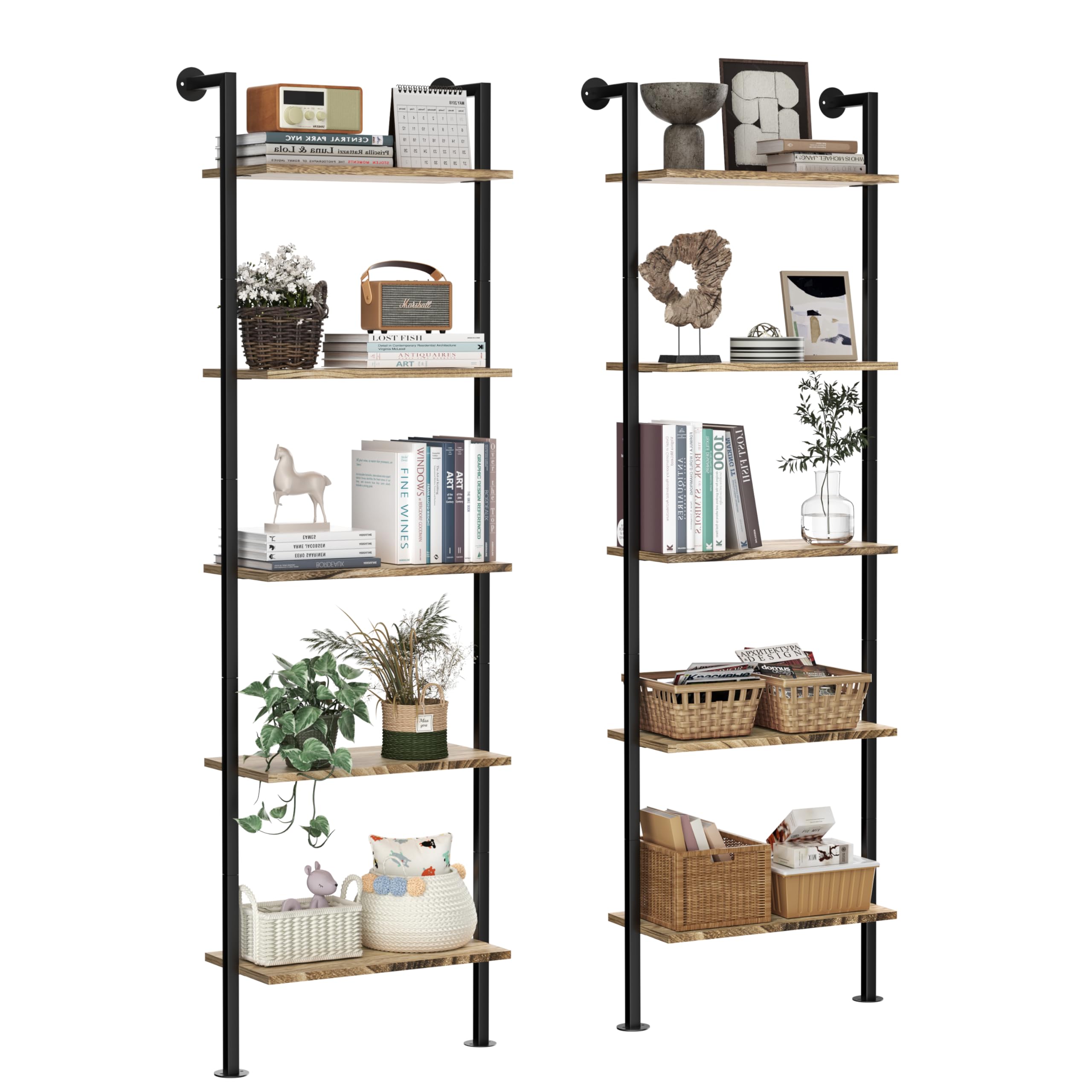 Amazon.com: 5-Tier Bookshelf Solid Wood Ladder Shelf, Narrow Book shelf ...