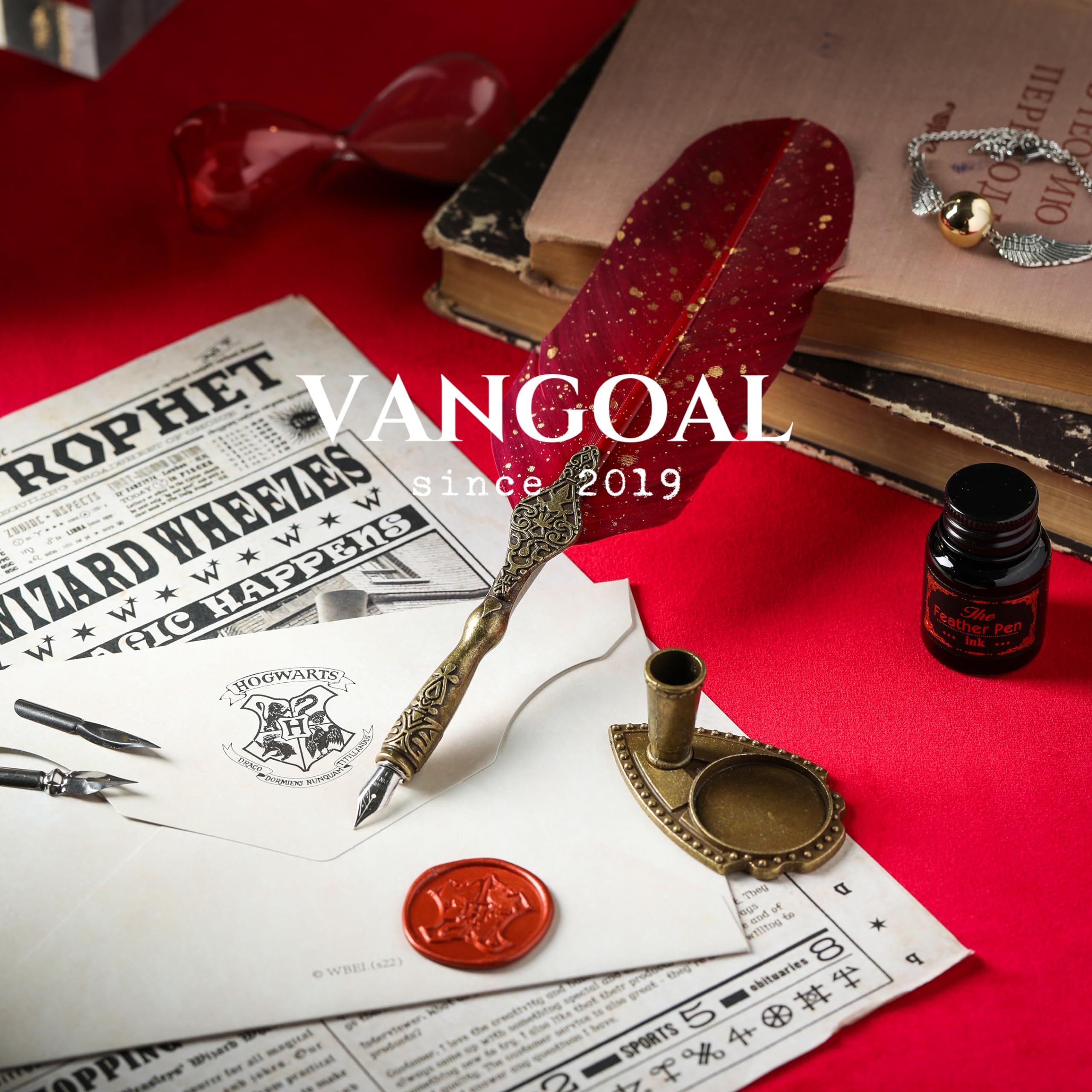 Snapklik.com : VANGOAL Vintage Carving Feather Pen Set, Glittering ...