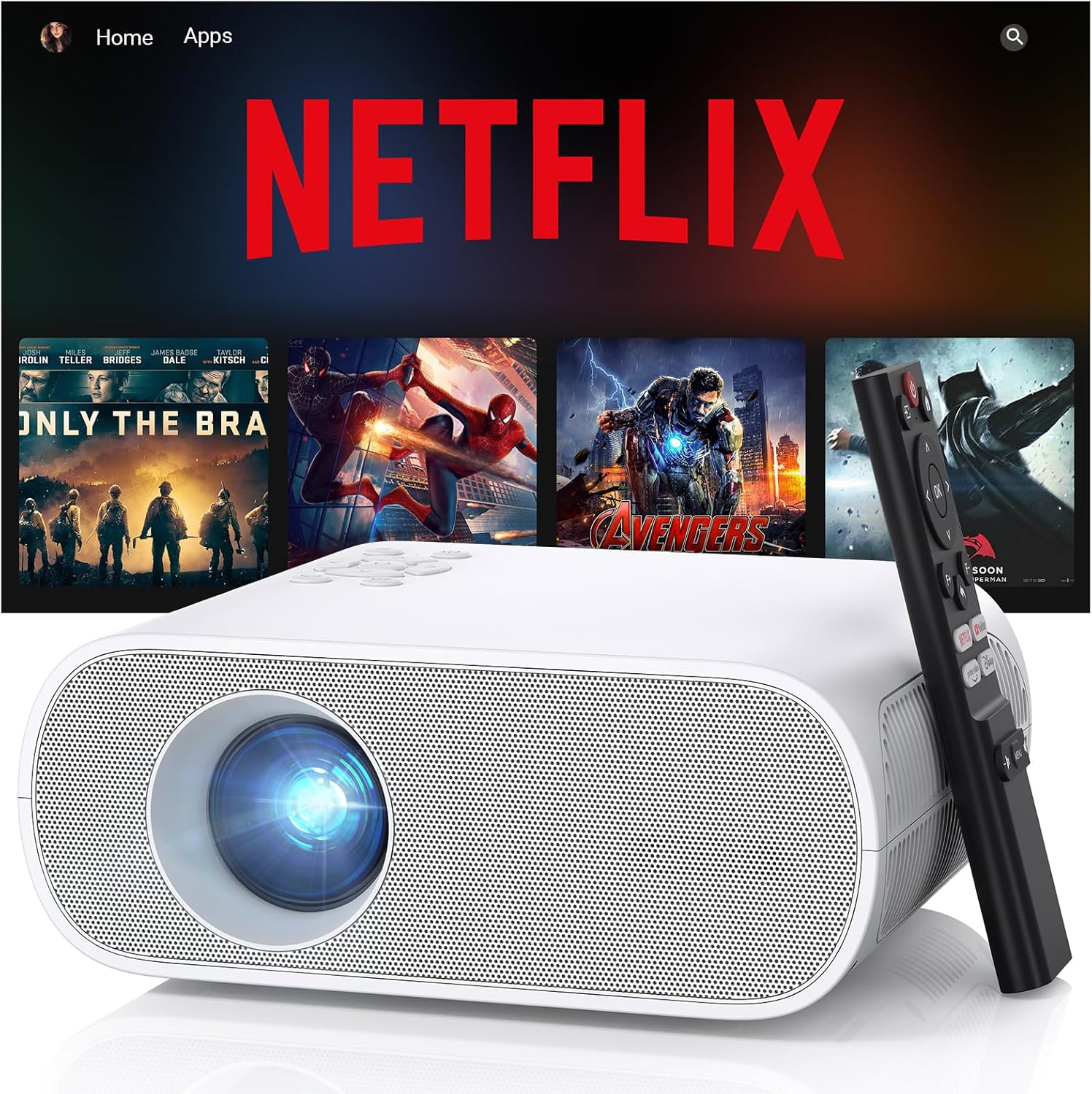 1500ANSI-Smart-Mini-Projector Compatible with Netflix, HOMPOW 4K ...