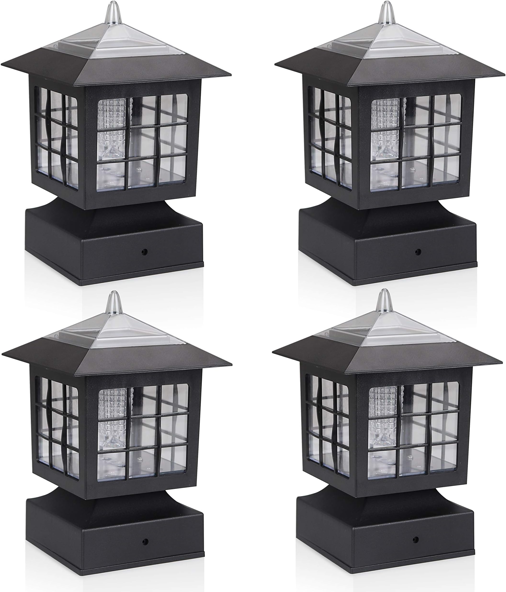 Suponar Metal Solar Post Lights 2 Pack, Solar Post Cap Light, Solar ...