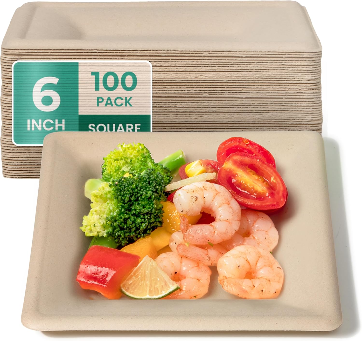 Amazon.com: Fit Meal Prep [100 Pack] Compostable Paper Plates, 6 Inch ...