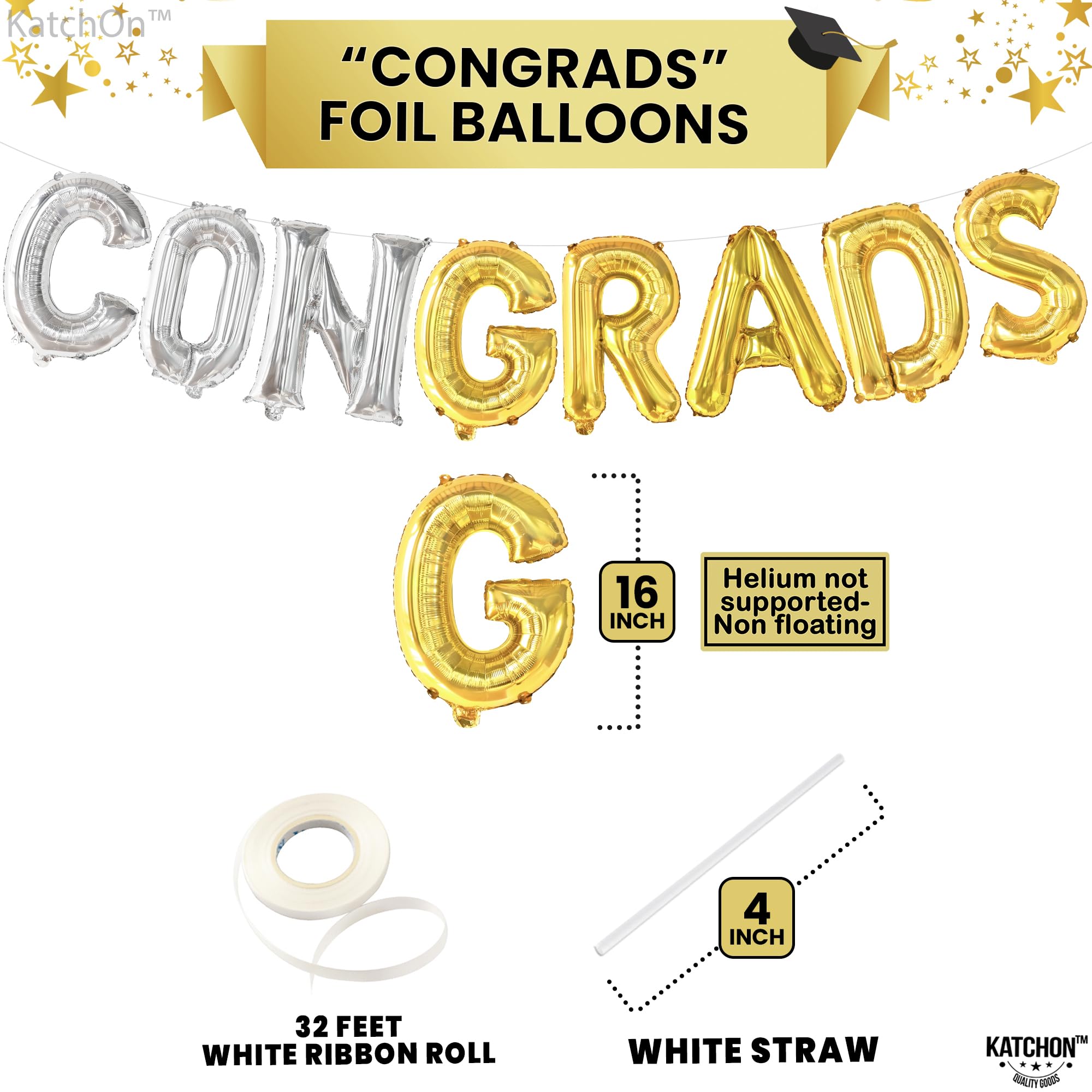 Snapklik Silver And Gold Congrats Balloon 16 Inch Graduation