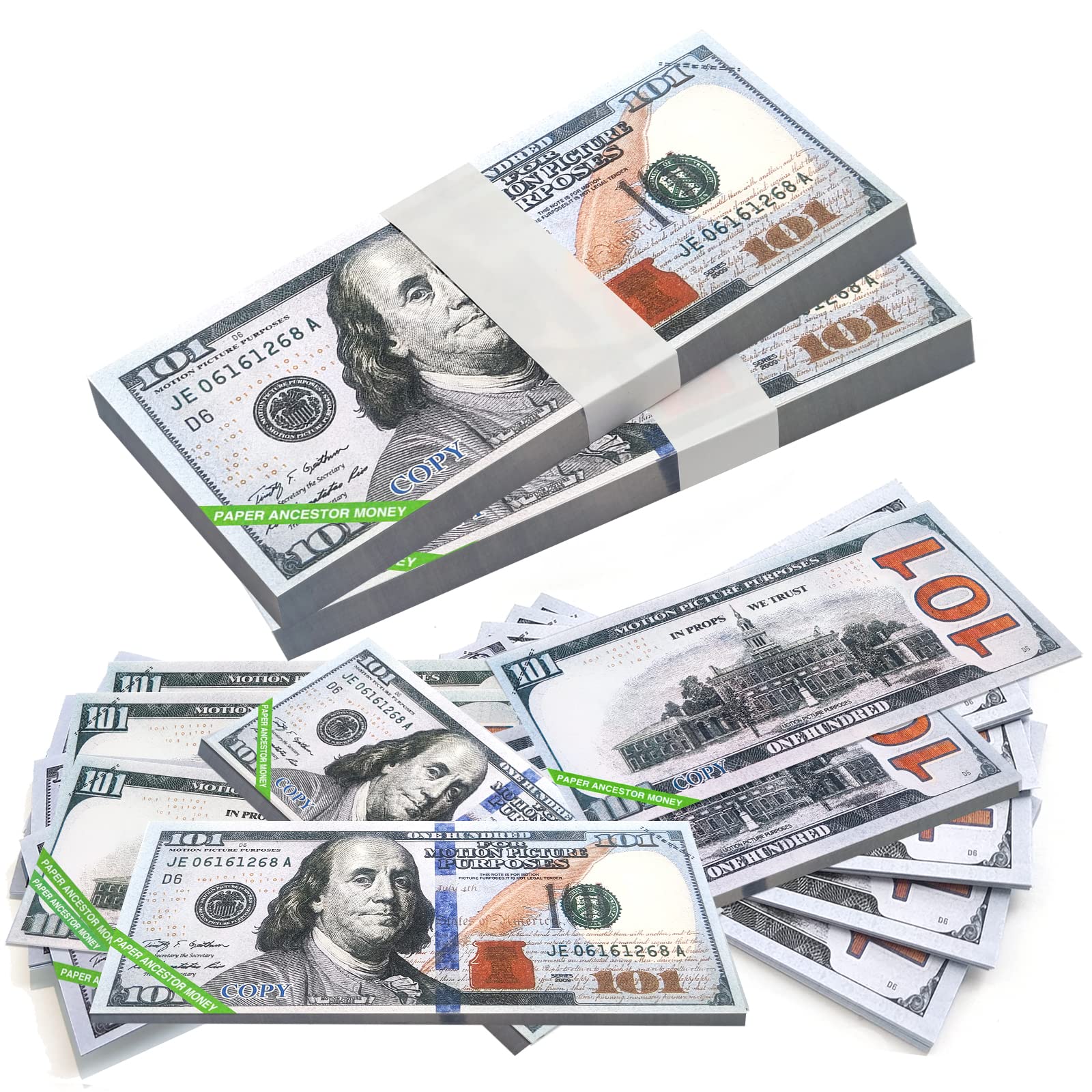 Buy Movie Prop Money 100 Dollar Bills, Realistic Play Money Full Print ...