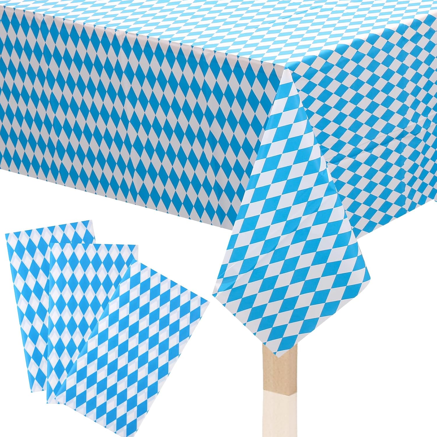 Amazon.com: Peiking 3pcs Oktoberfest Blue White German Tablecloths ...