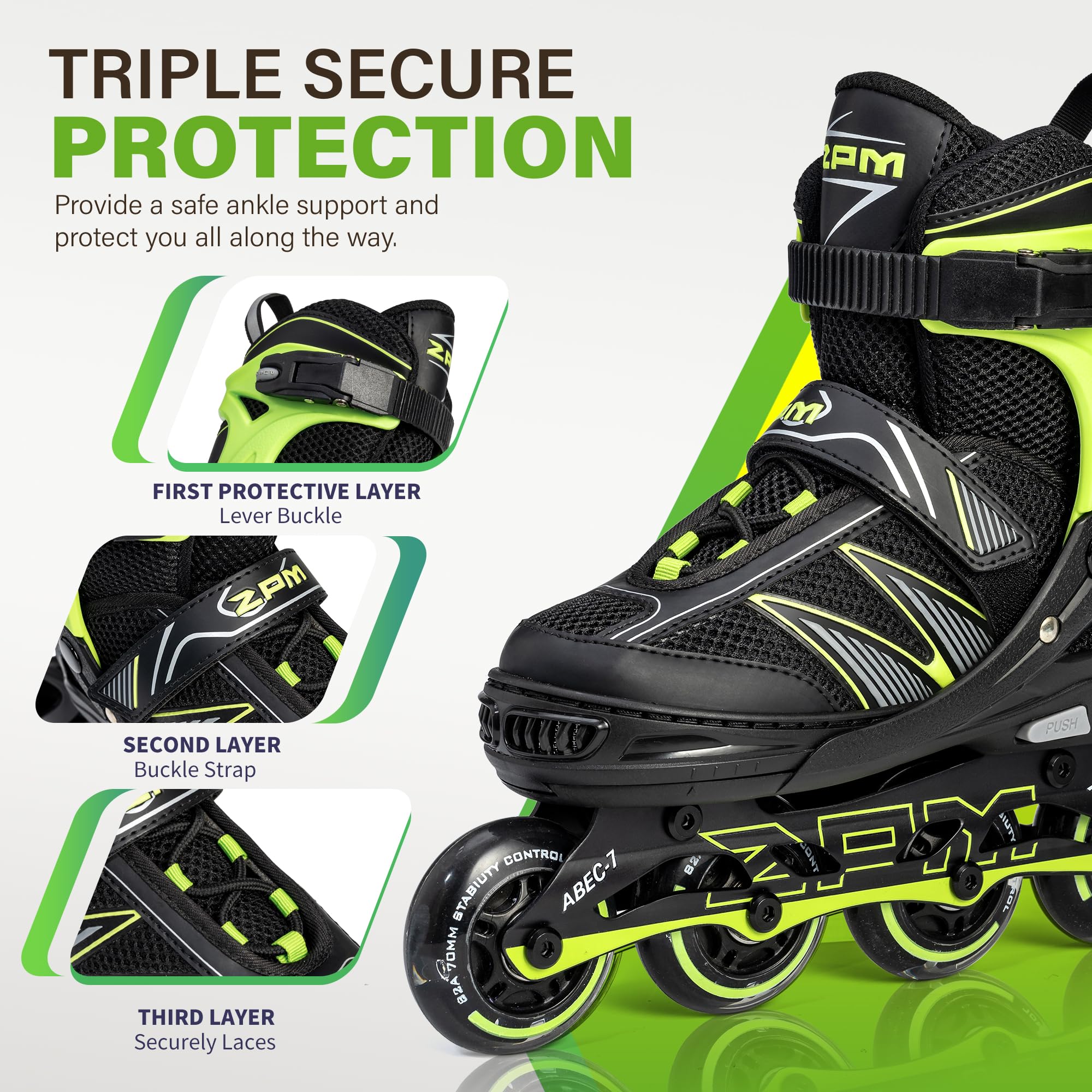 2PM SPORTS Girls Adjustable Inline Skates, Fun Roller for Kids ...