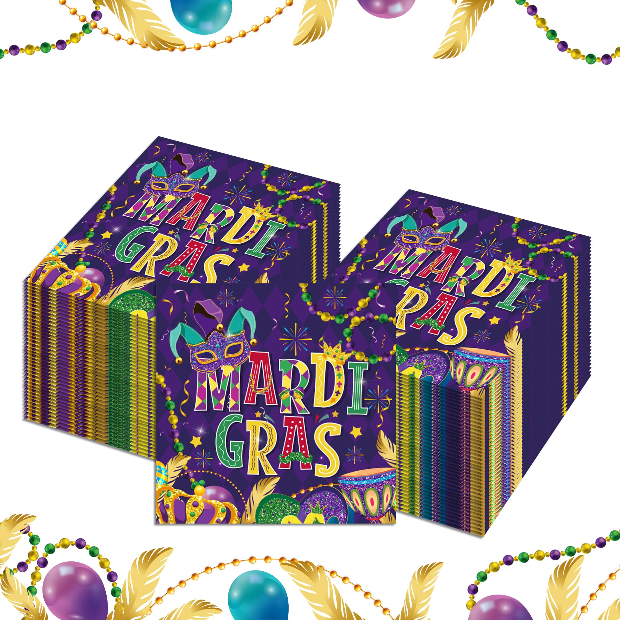 Amazon.com: Mardi Gras Paper Napkin, 40PCS Mardi Gras Masquerade Mask ...
